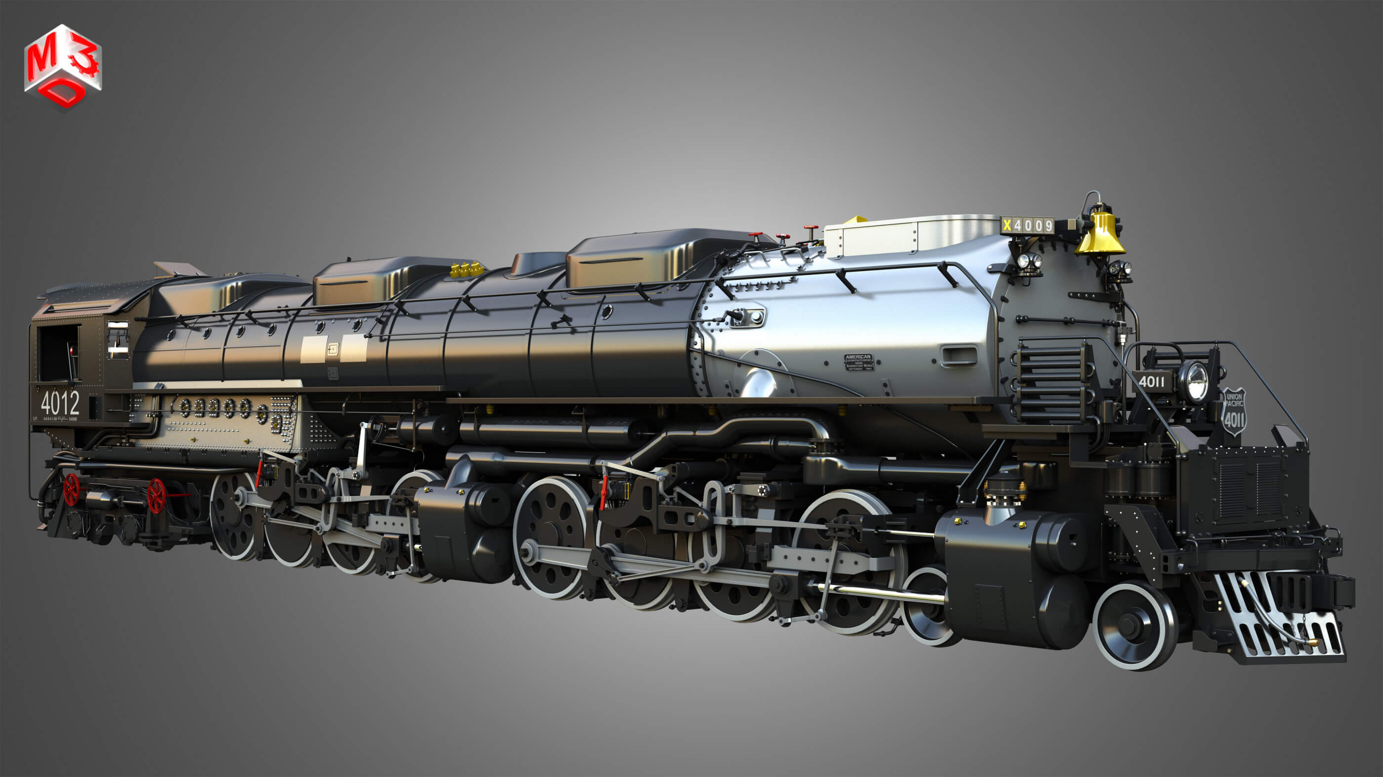 Union Pacific Big Boy 4012 Locomotive Train - 3D Model by Markos3d