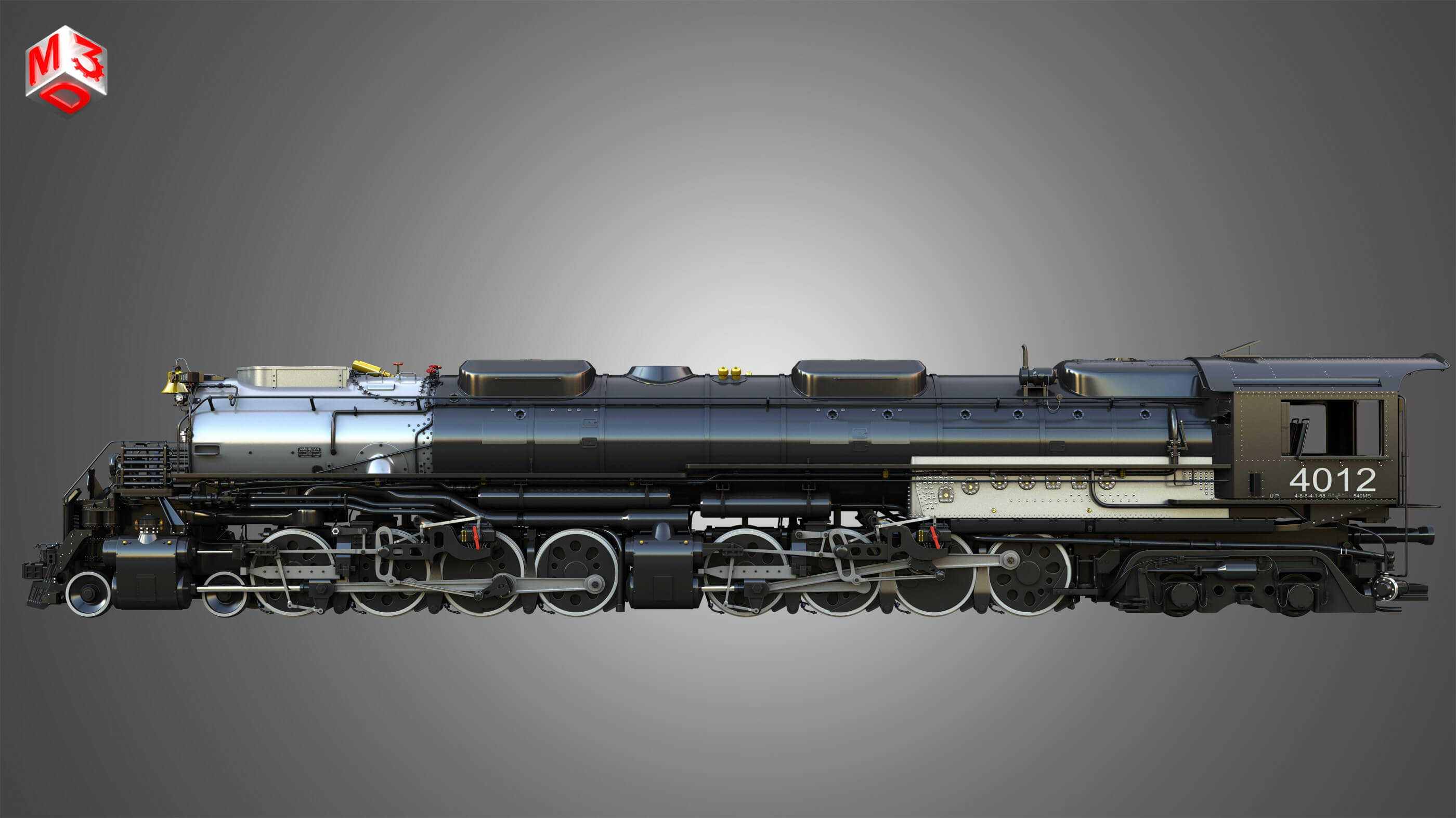 Union Pacific Big Boy 4012 Locomotive Train - 3D Model by Markos3d