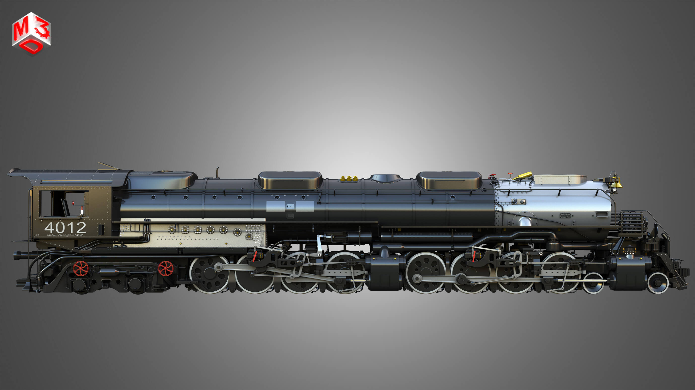 Union Pacific Big Boy 4012 Locomotive Train - 3D Model by Markos3d