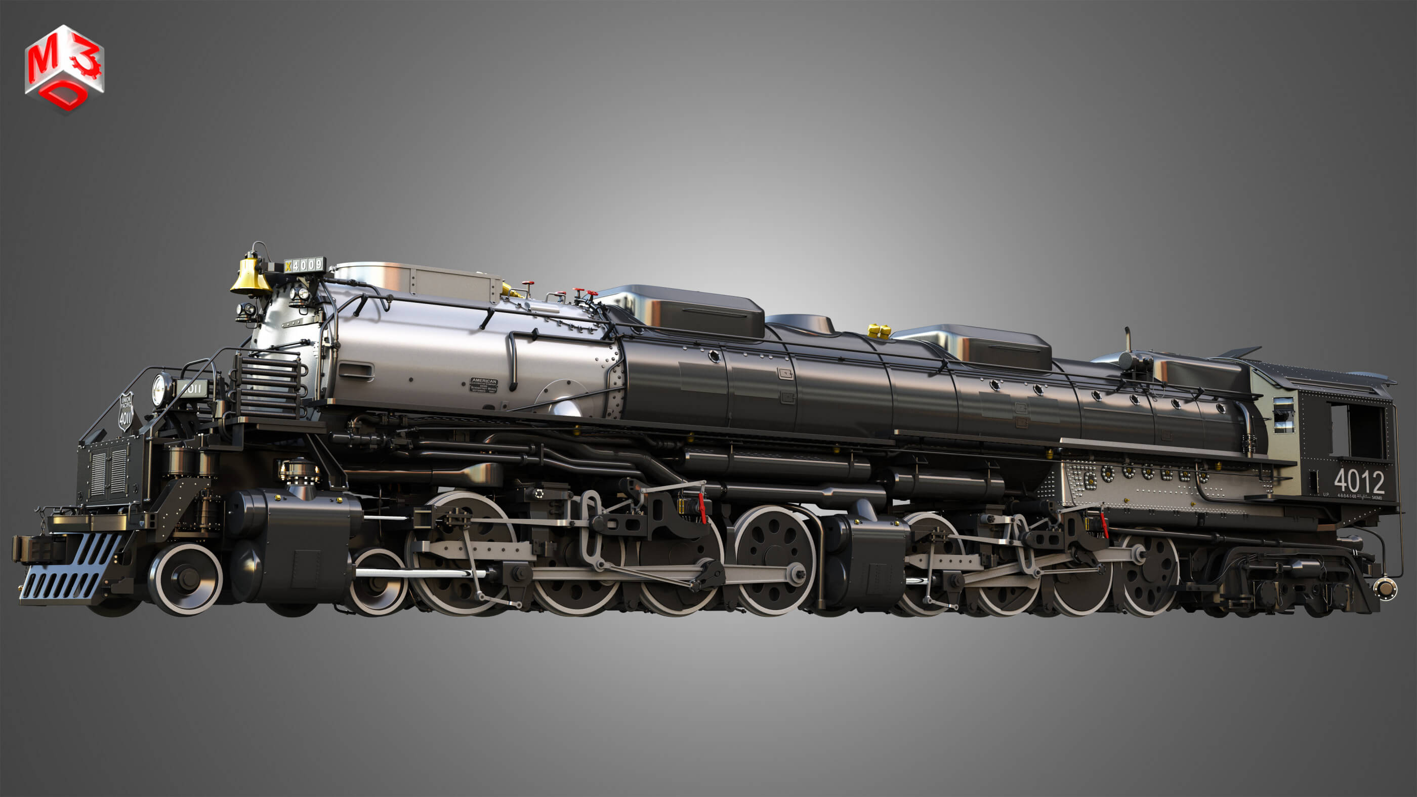 Union Pacific Big Boy 4012 Locomotive Train - 3D Model by Markos3d
