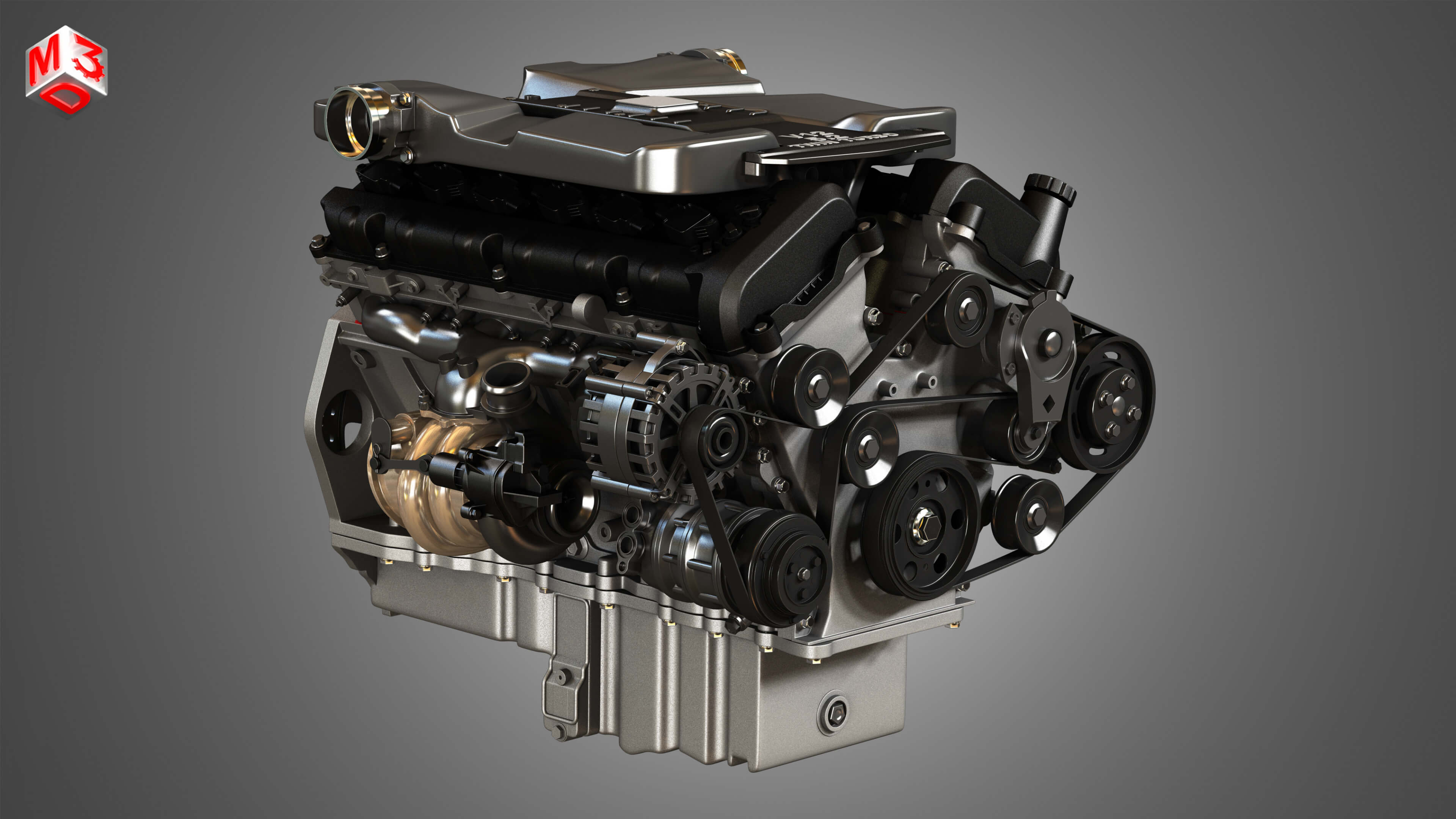 V12 Twin Turbo Car - Engine Full Internal and External Parts 3D Model ...