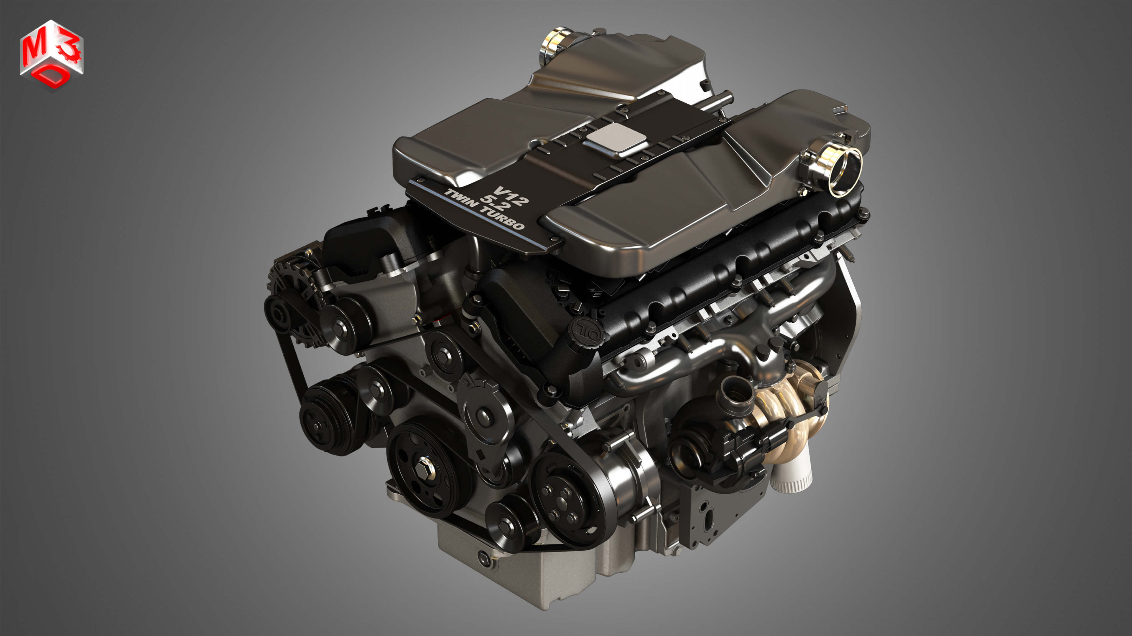 V12 Twin Turbo Car - Engine Full Internal and External Parts 3D Model ...