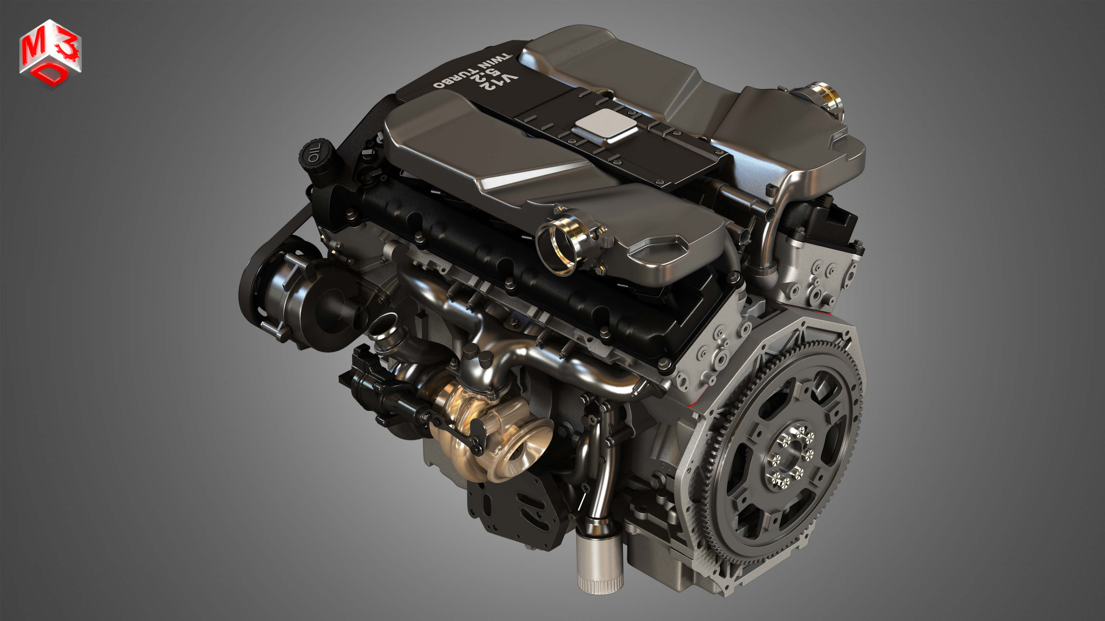 V12 Twin Turbo Car - Engine Full Internal and External Parts 3D Model ...