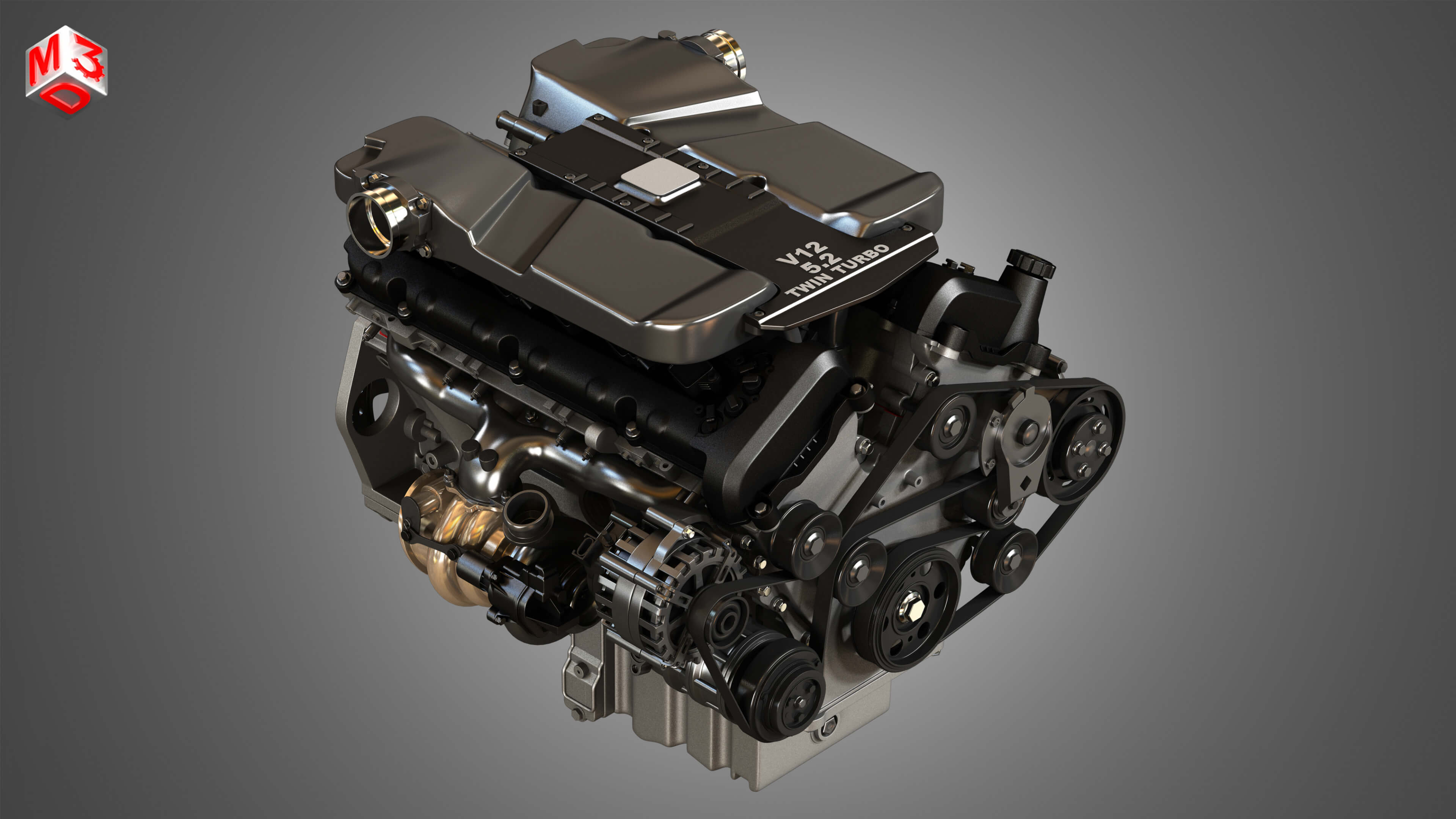 V12 Twin Turbo Car - Engine Full Internal and External Parts 3D Model ...