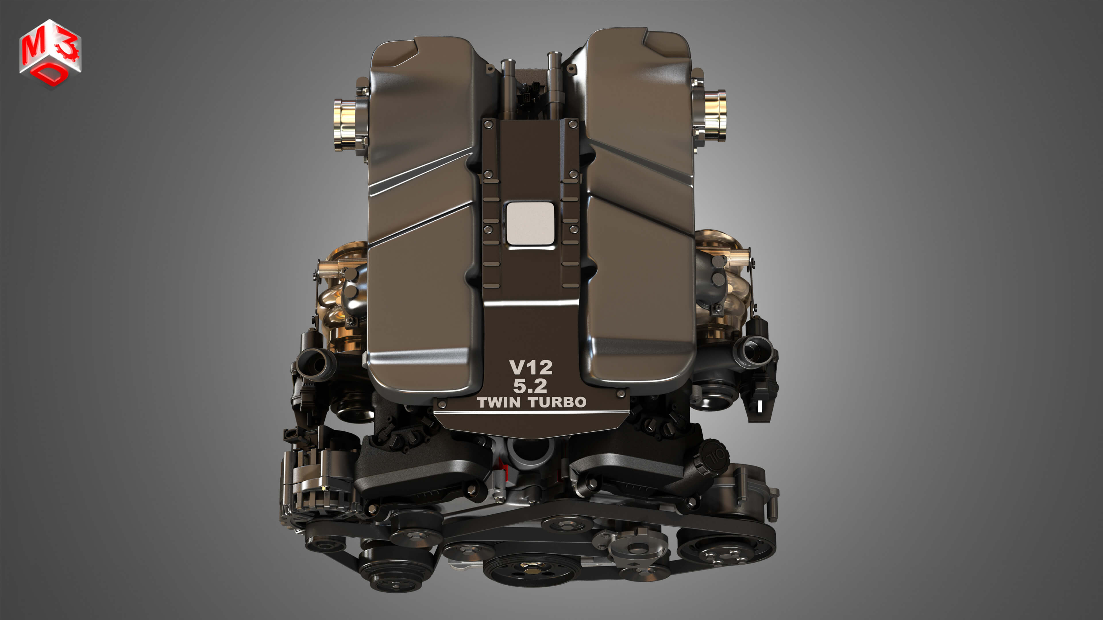 V12 Twin Turbo Car - Engine Full Internal and External Parts 3D Model ...