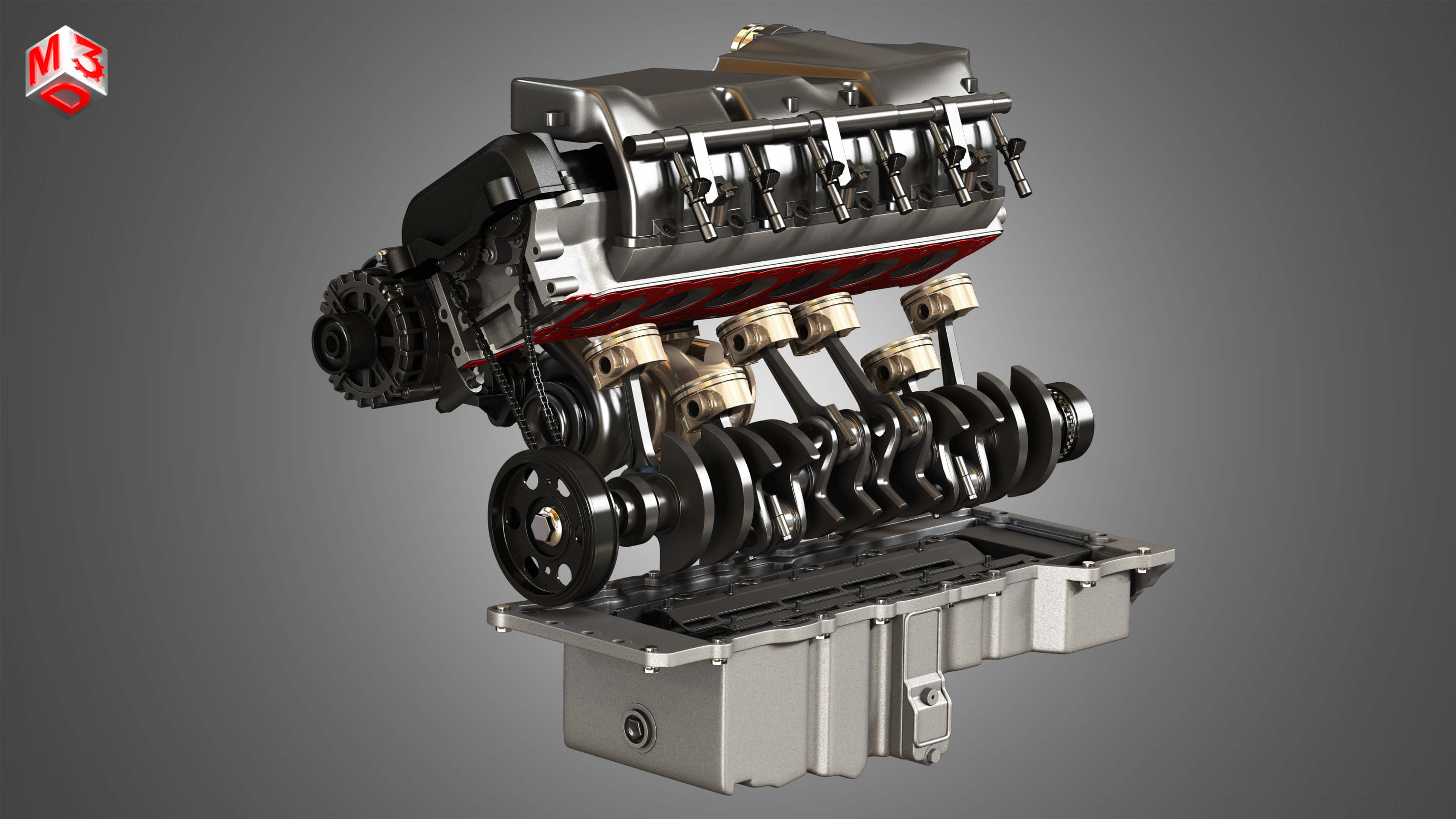V12 Twin Turbo Car - Engine Full Internal and External Parts 3D Model ...