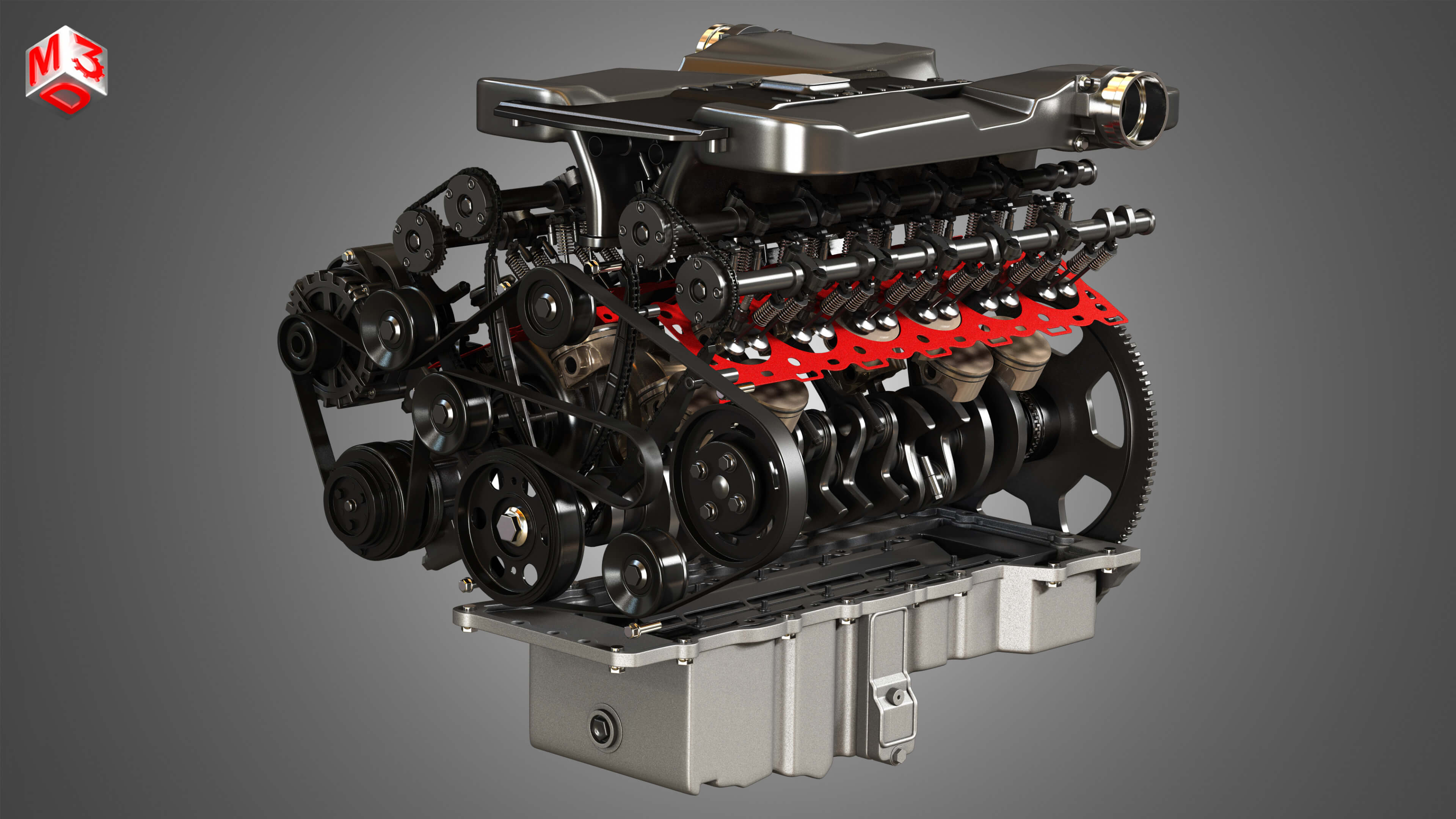 V12 Twin Turbo Car - Engine Full Internal and External Parts 3D Model ...