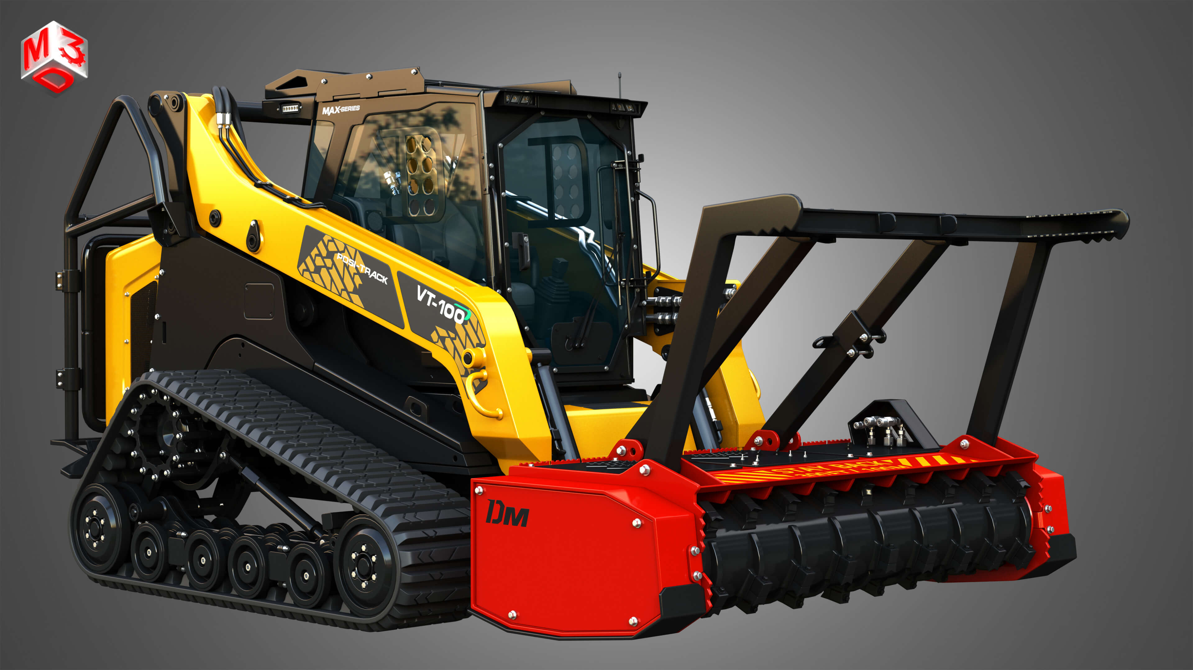 VT-100 Forestry Posi-Track - Drum Mulcher 3D Model by Markos3d