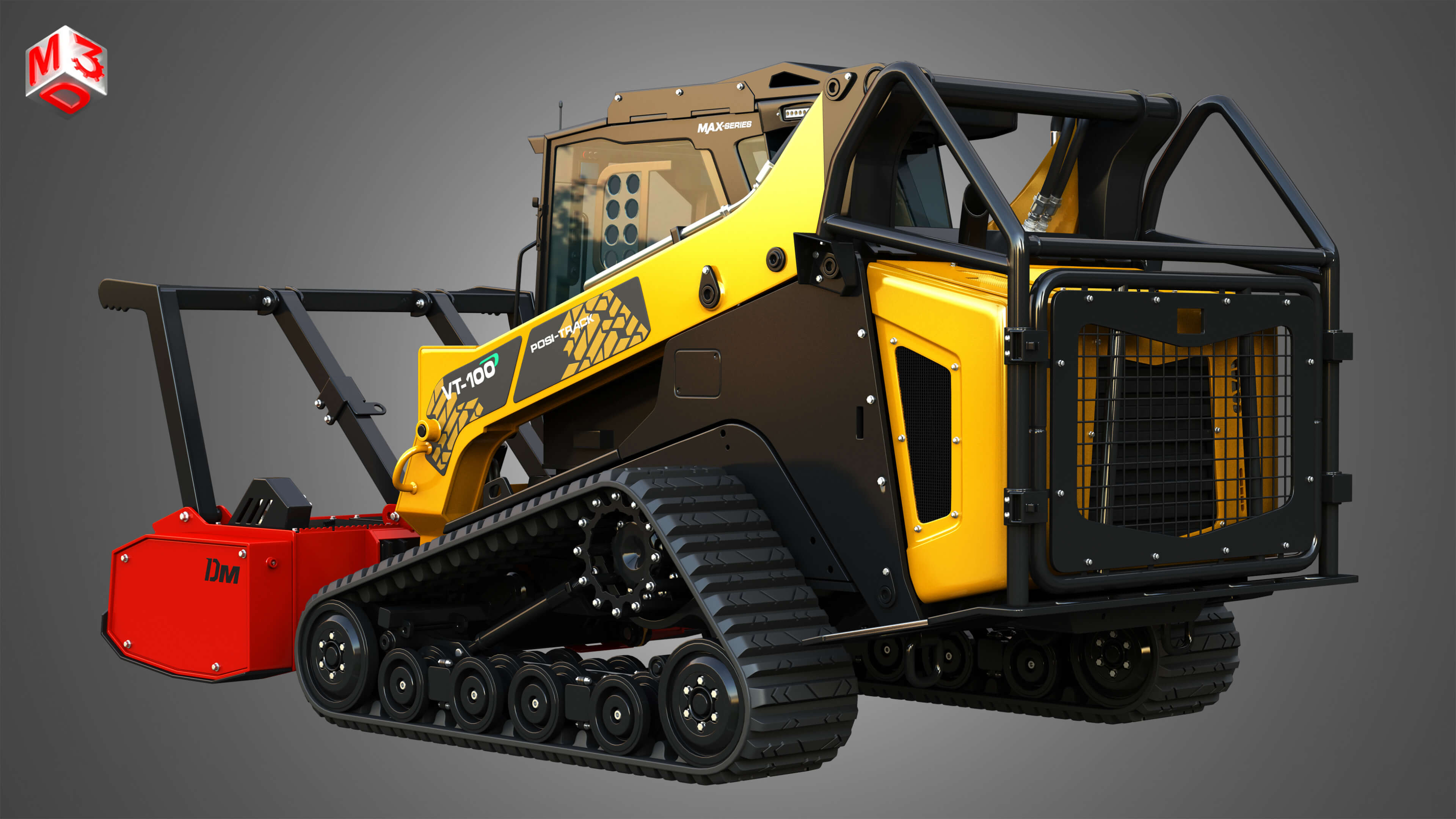 VT-100 Forestry Posi-Track - Drum Mulcher 3D Model by Markos3d