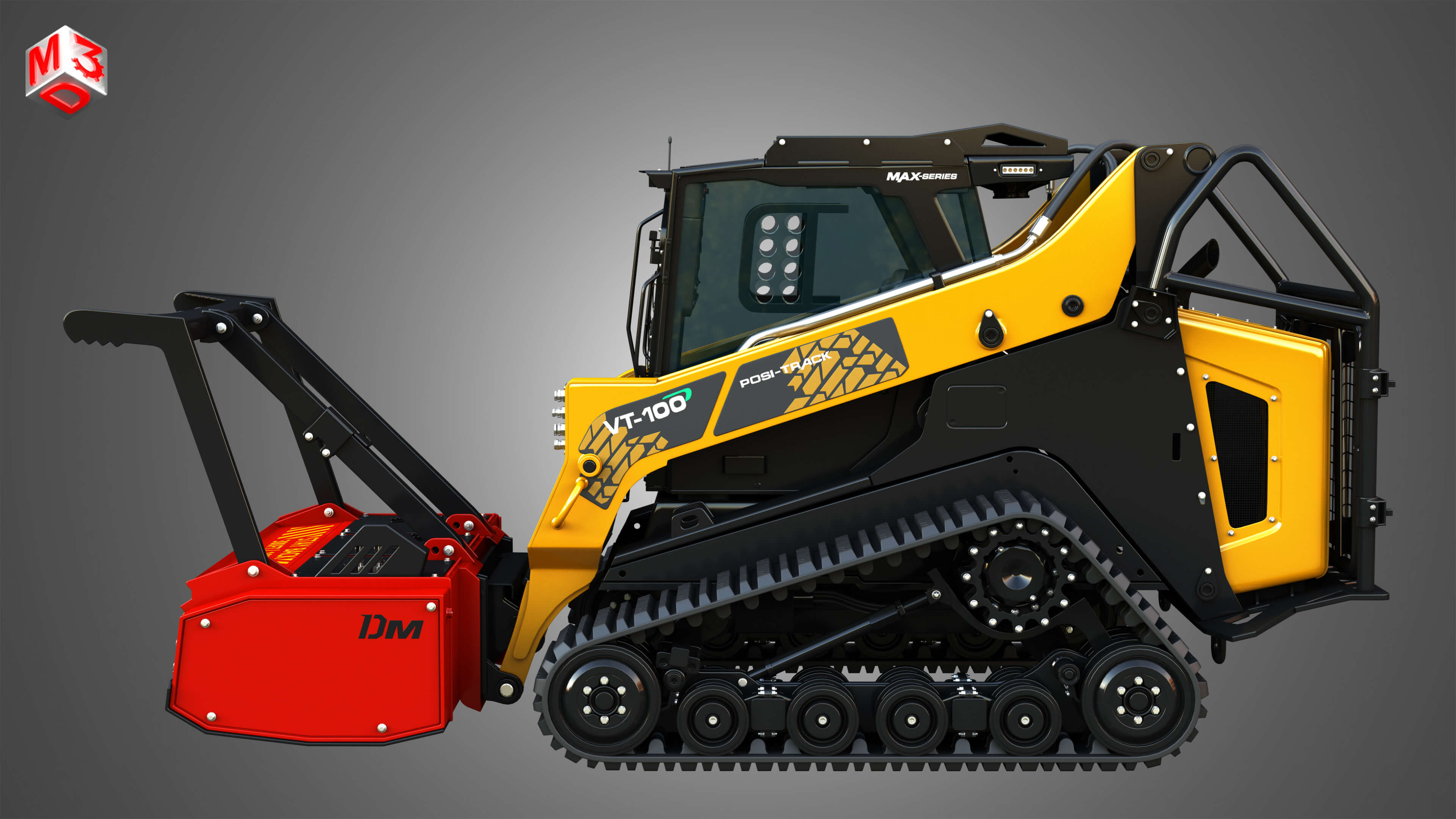 VT-100 Forestry Posi-Track - Drum Mulcher 3D Model by Markos3d