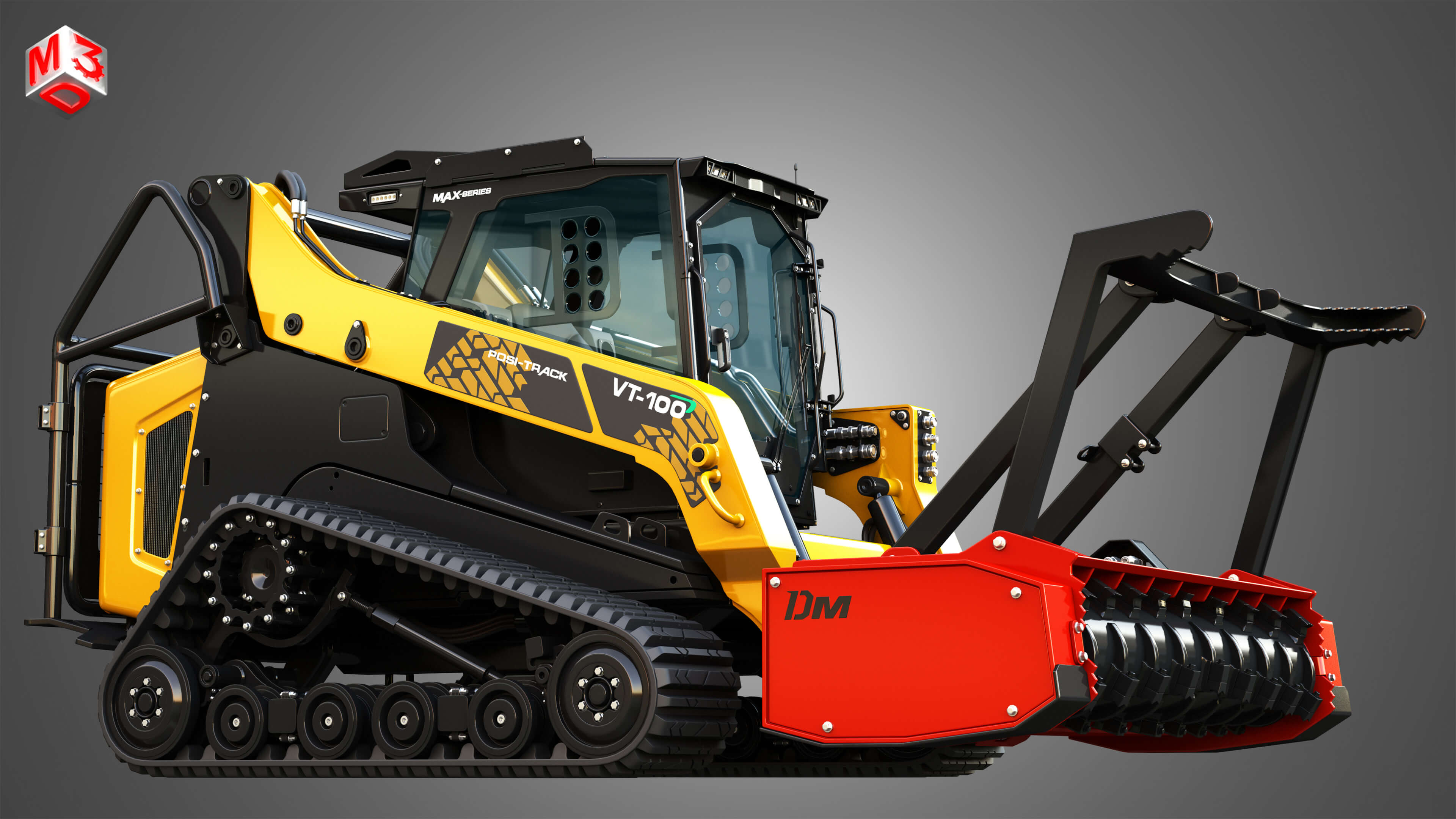 VT-100 Forestry Posi-Track - Drum Mulcher 3D Model by Markos3d