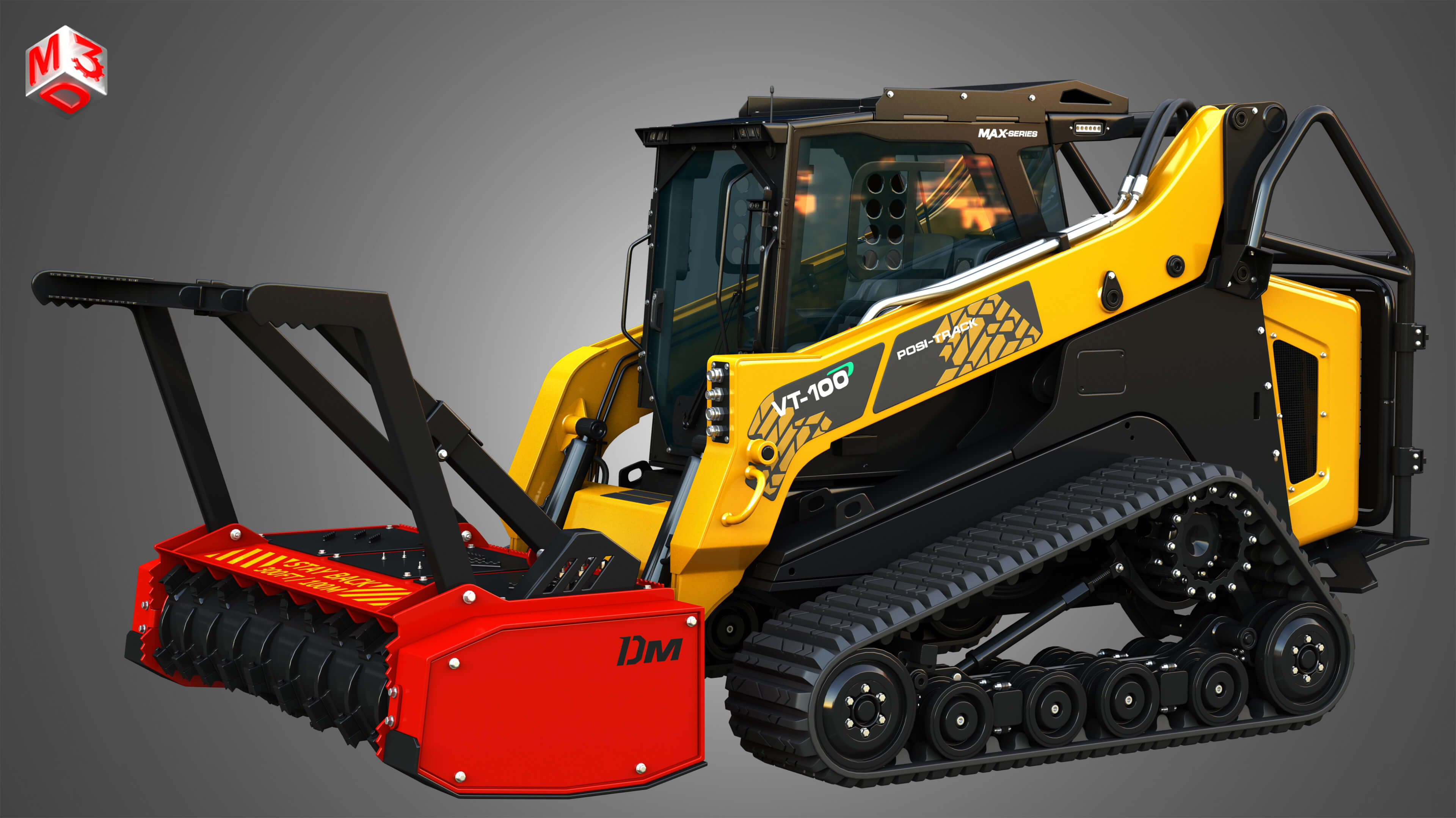 VT-100 Forestry Posi-Track - Drum Mulcher 3D Model by Markos3d