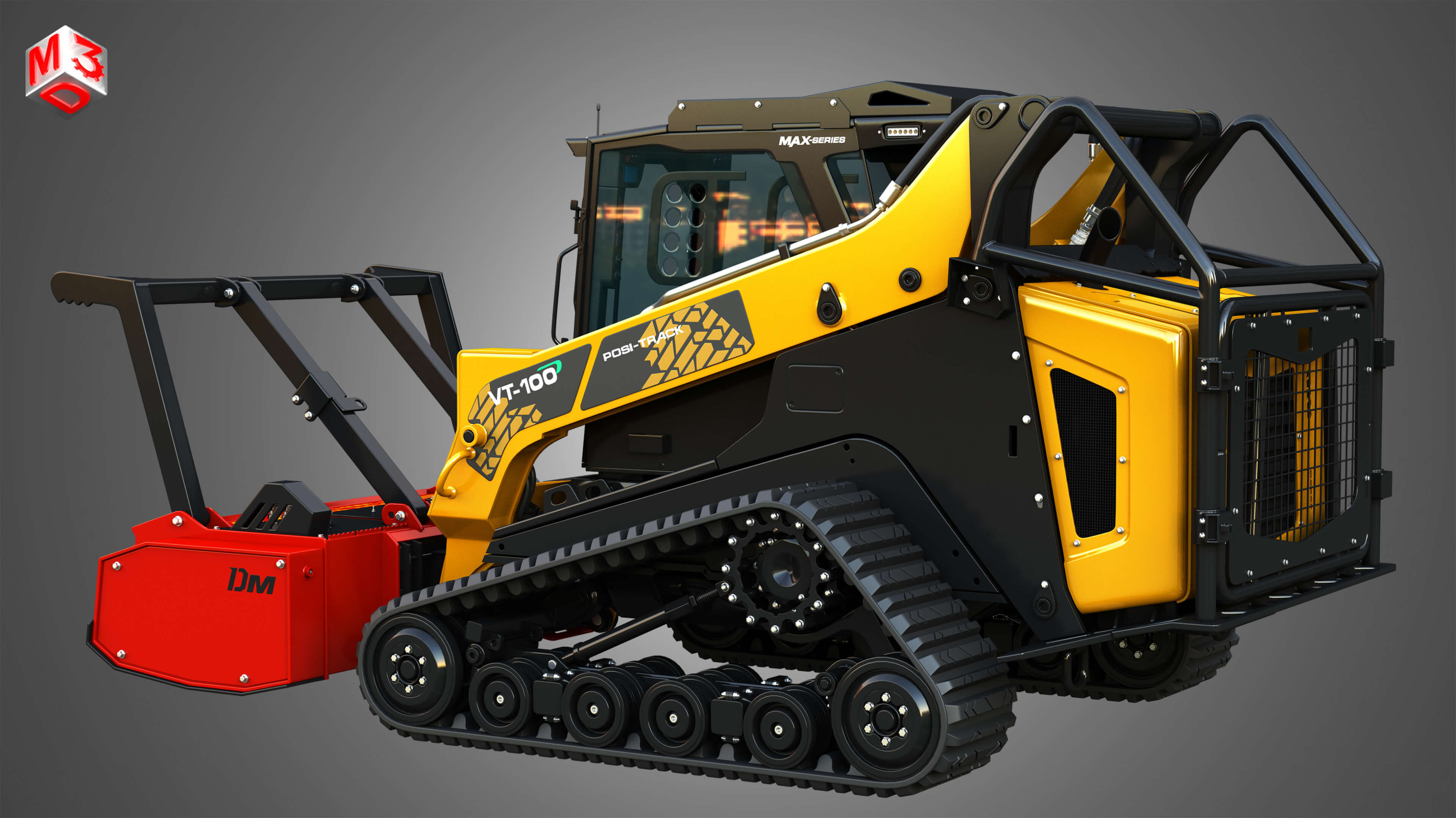 VT-100 Forestry Posi-Track - Drum Mulcher 3D Model by Markos3d