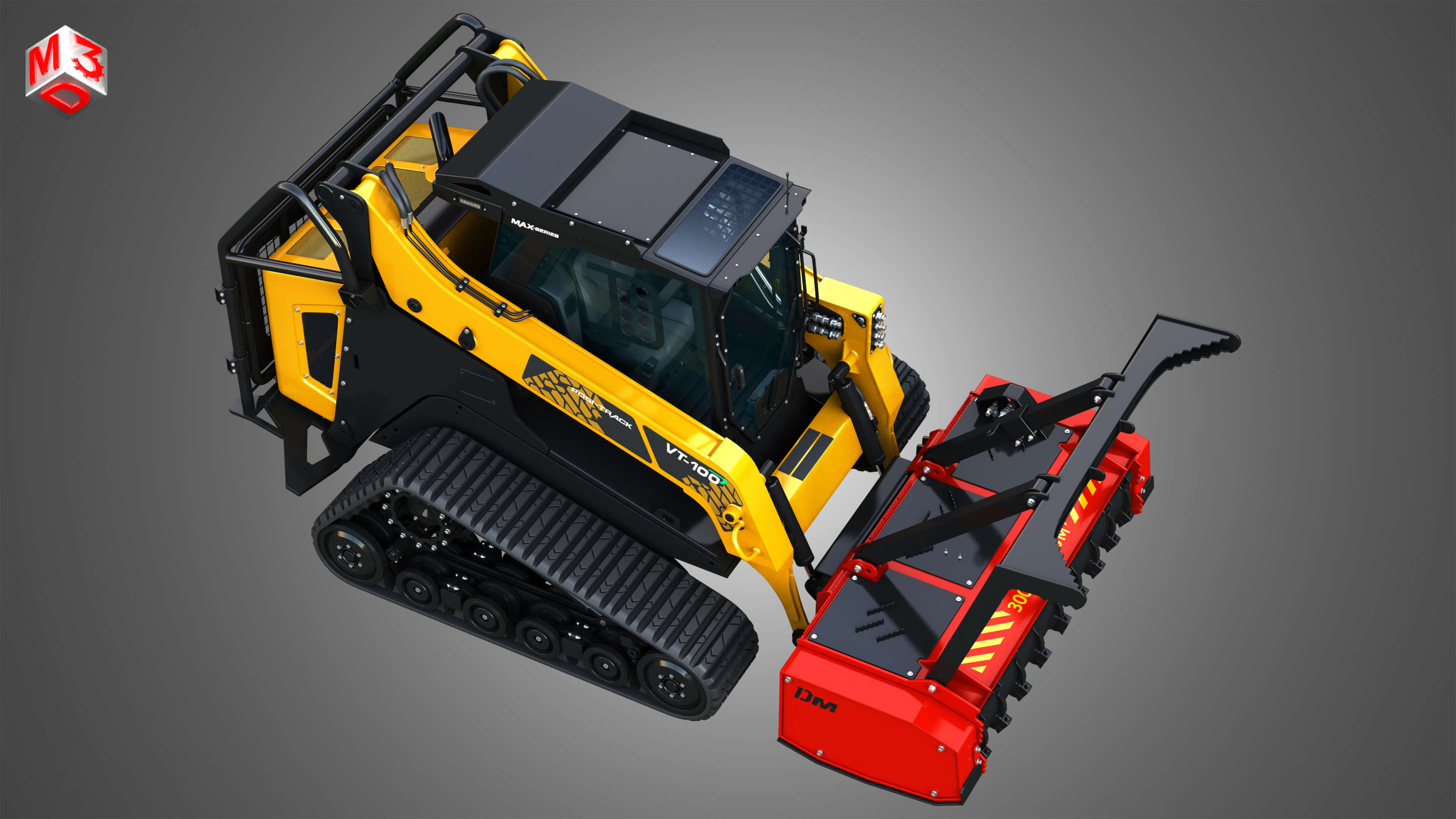VT-100 Forestry Posi-Track - Drum Mulcher 3D Model by Markos3d