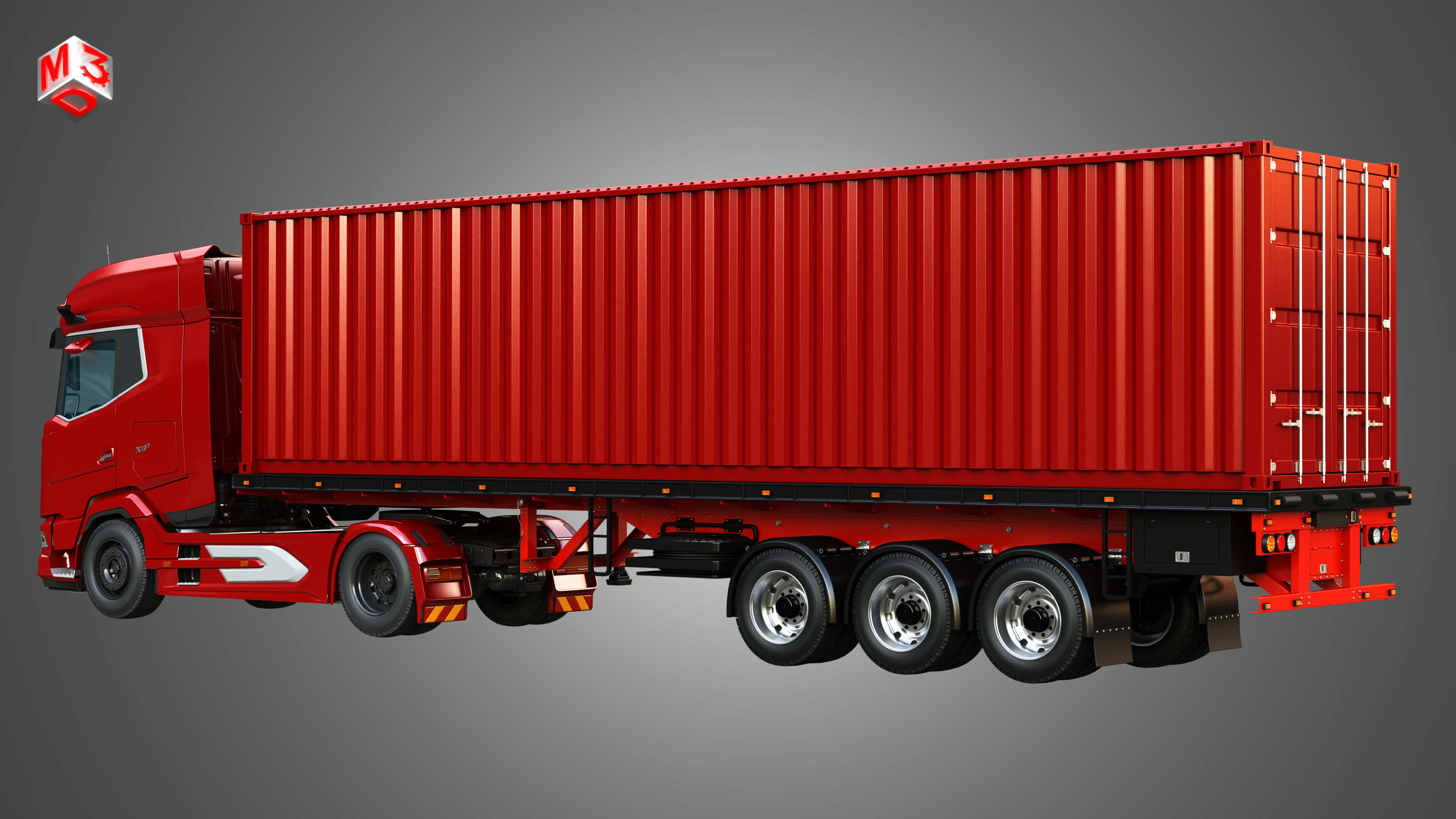 Xg 530 Truck With 3-Axle Container Trailer Free 3D Model by Markos3d