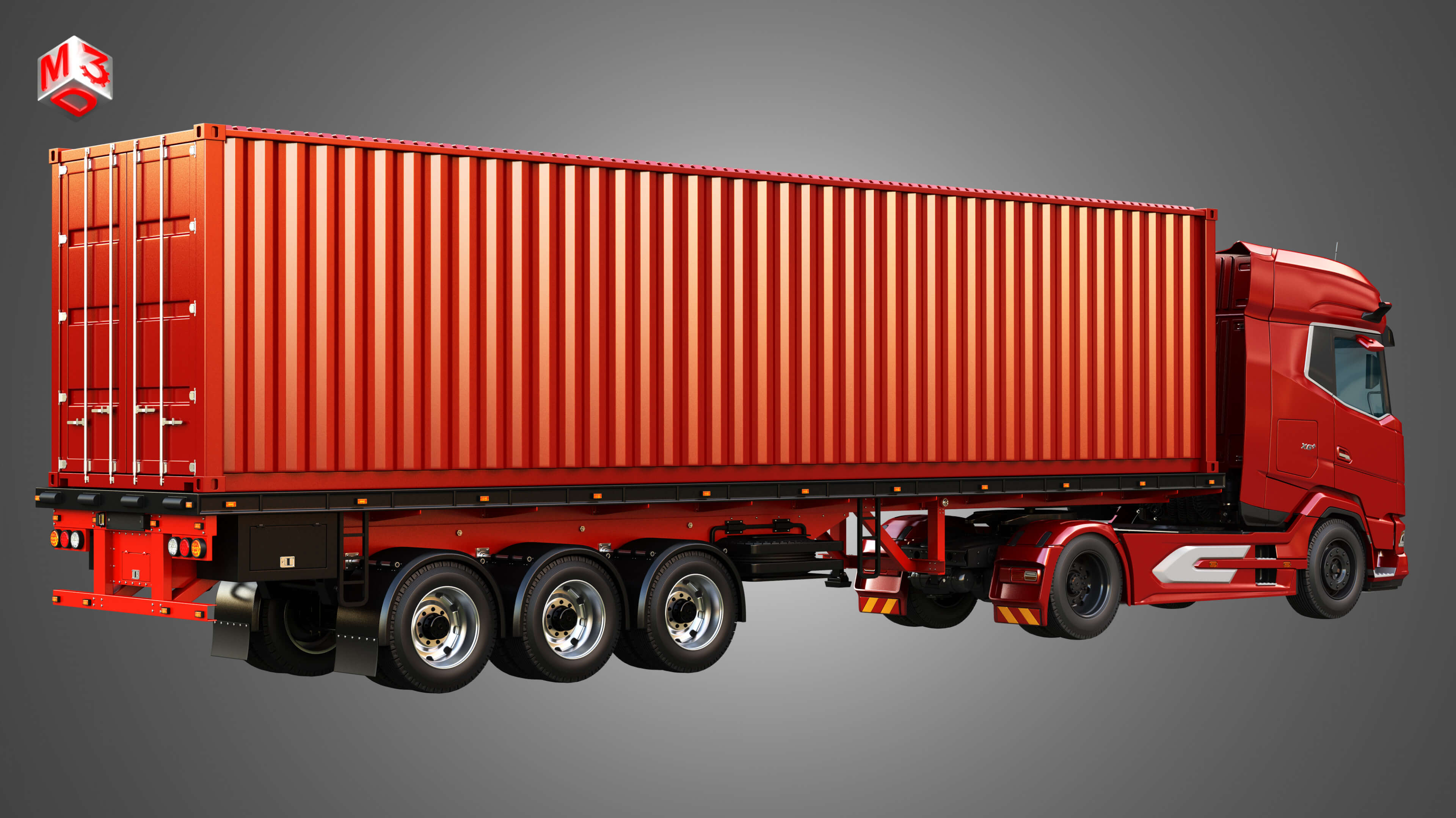 Xg 530 Truck With 3-Axle Container Trailer Free 3D Model by Markos3d
