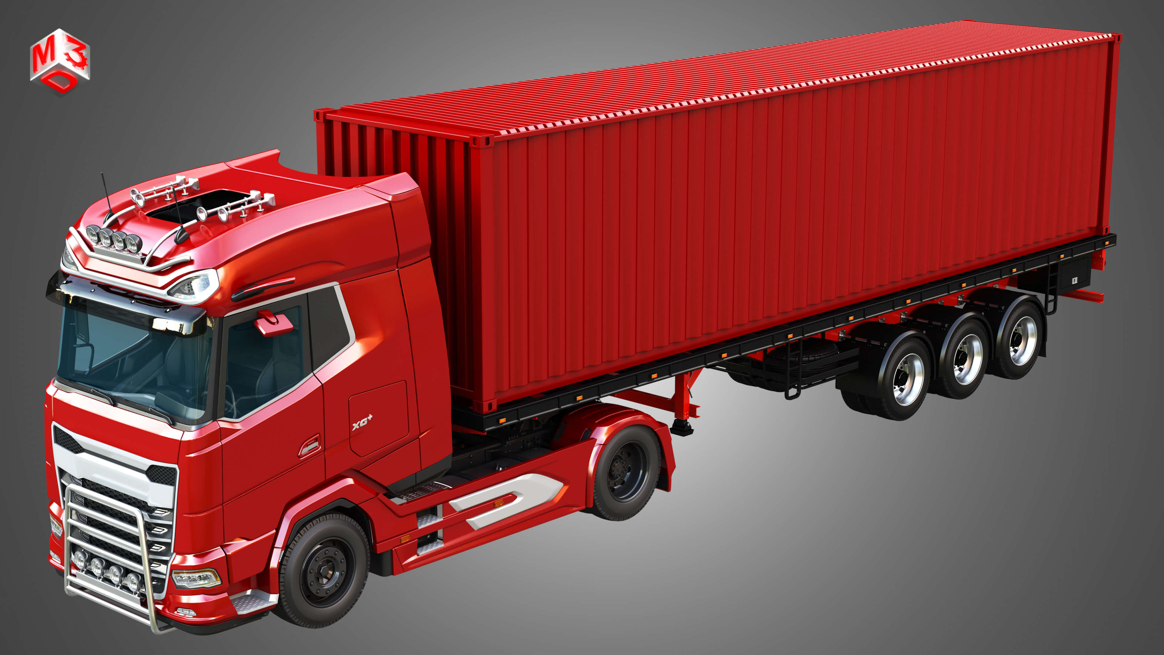 Xg 530 Truck With 3-Axle Container Trailer Free 3D Model by Markos3d