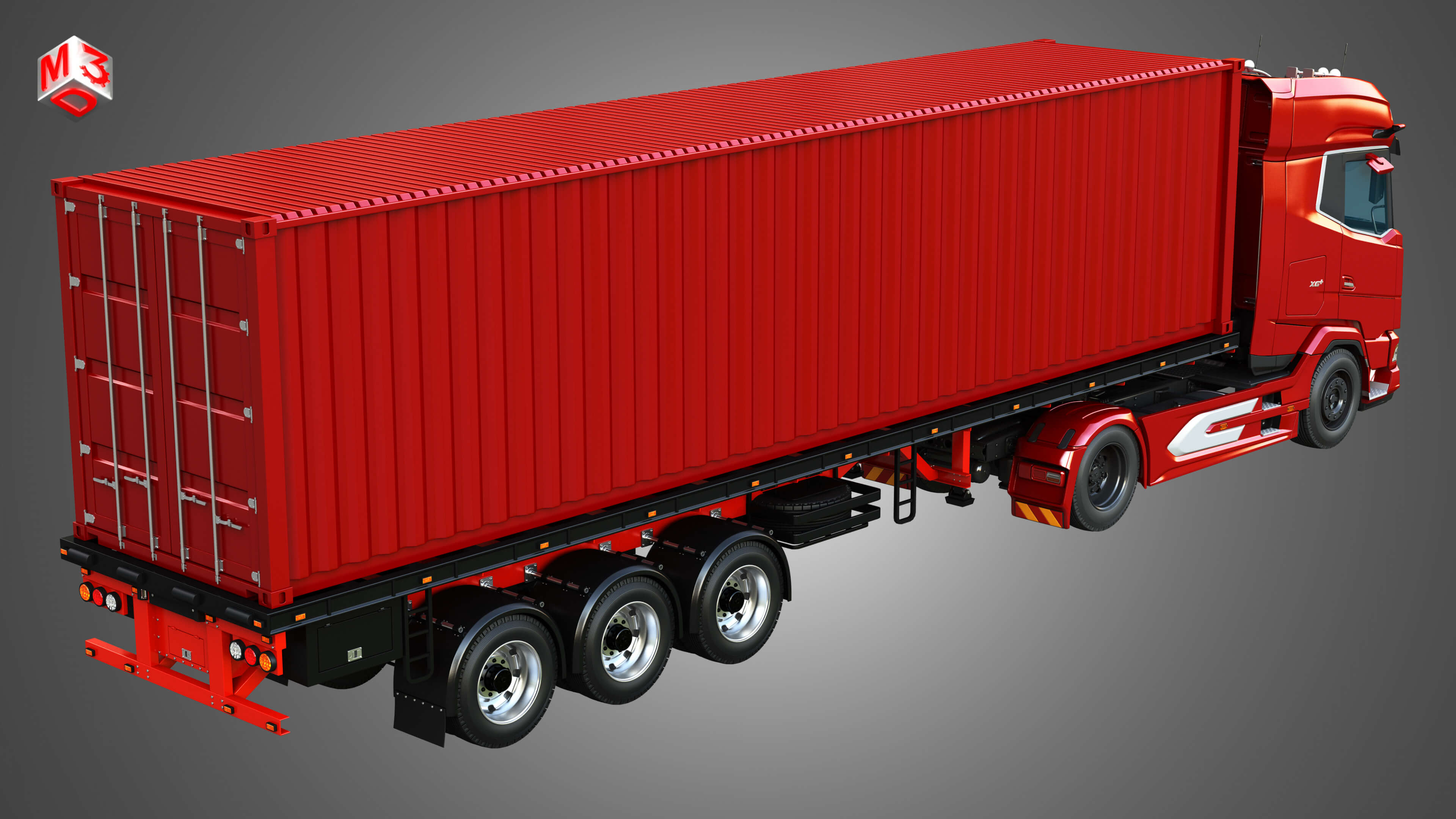 Xg 530 Truck With 3-Axle Container Trailer Free 3D Model by Markos3d