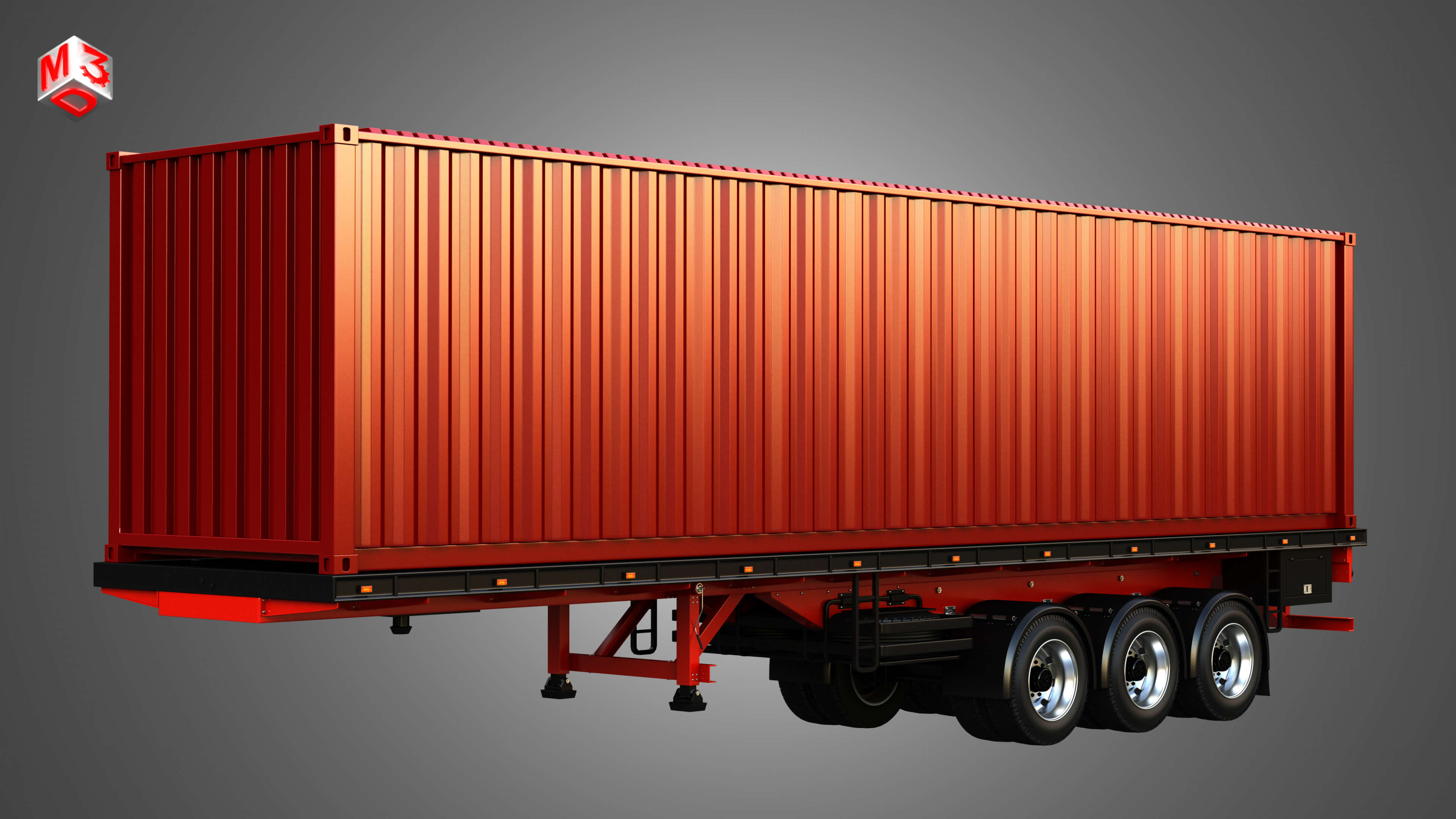 Xg 530 Truck With 3-Axle Container Trailer Free 3D Model by Markos3d