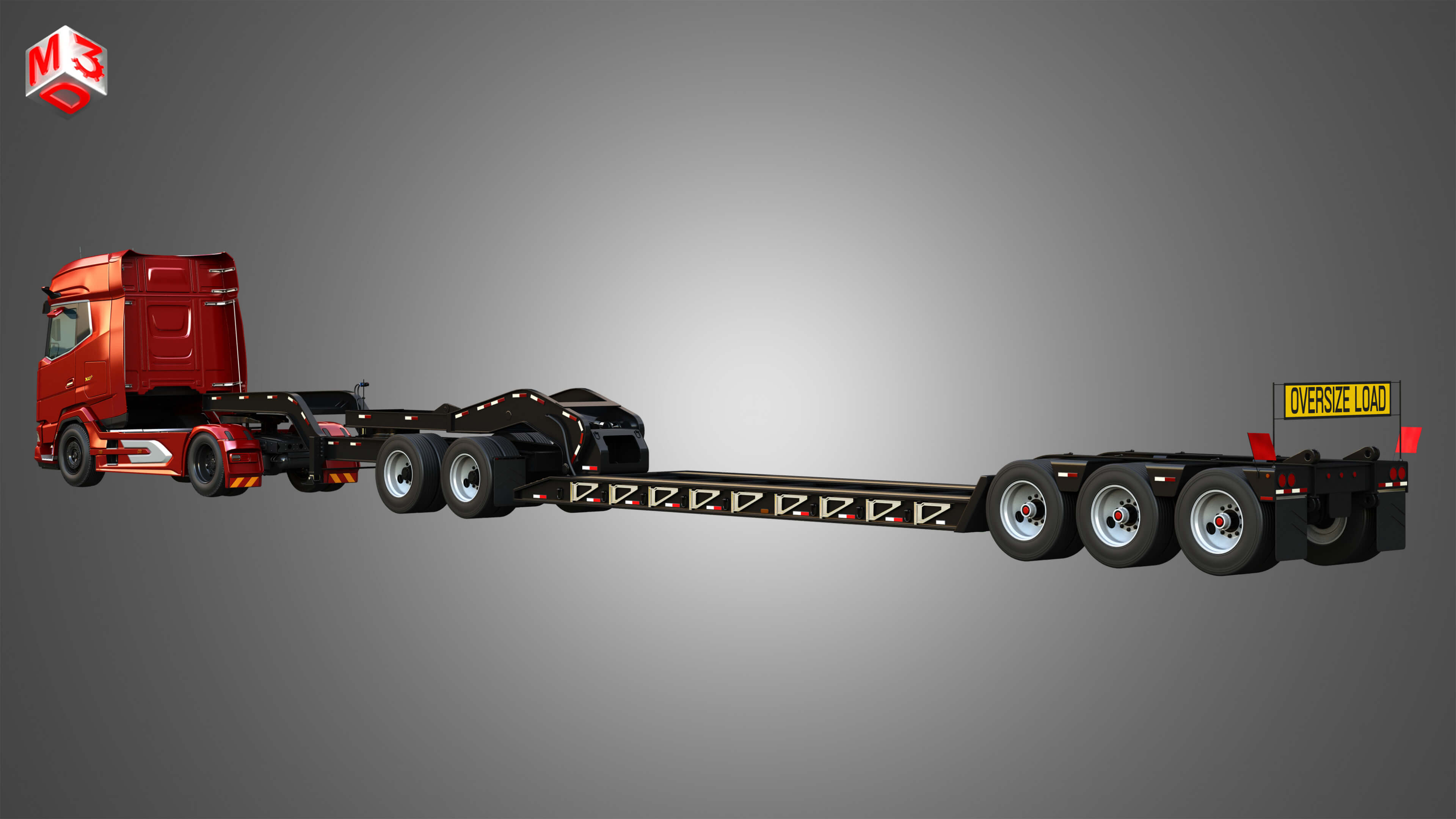 Xg 530 Truck With Lowboy Double Trailer Oversize Load - 3D Model by ...