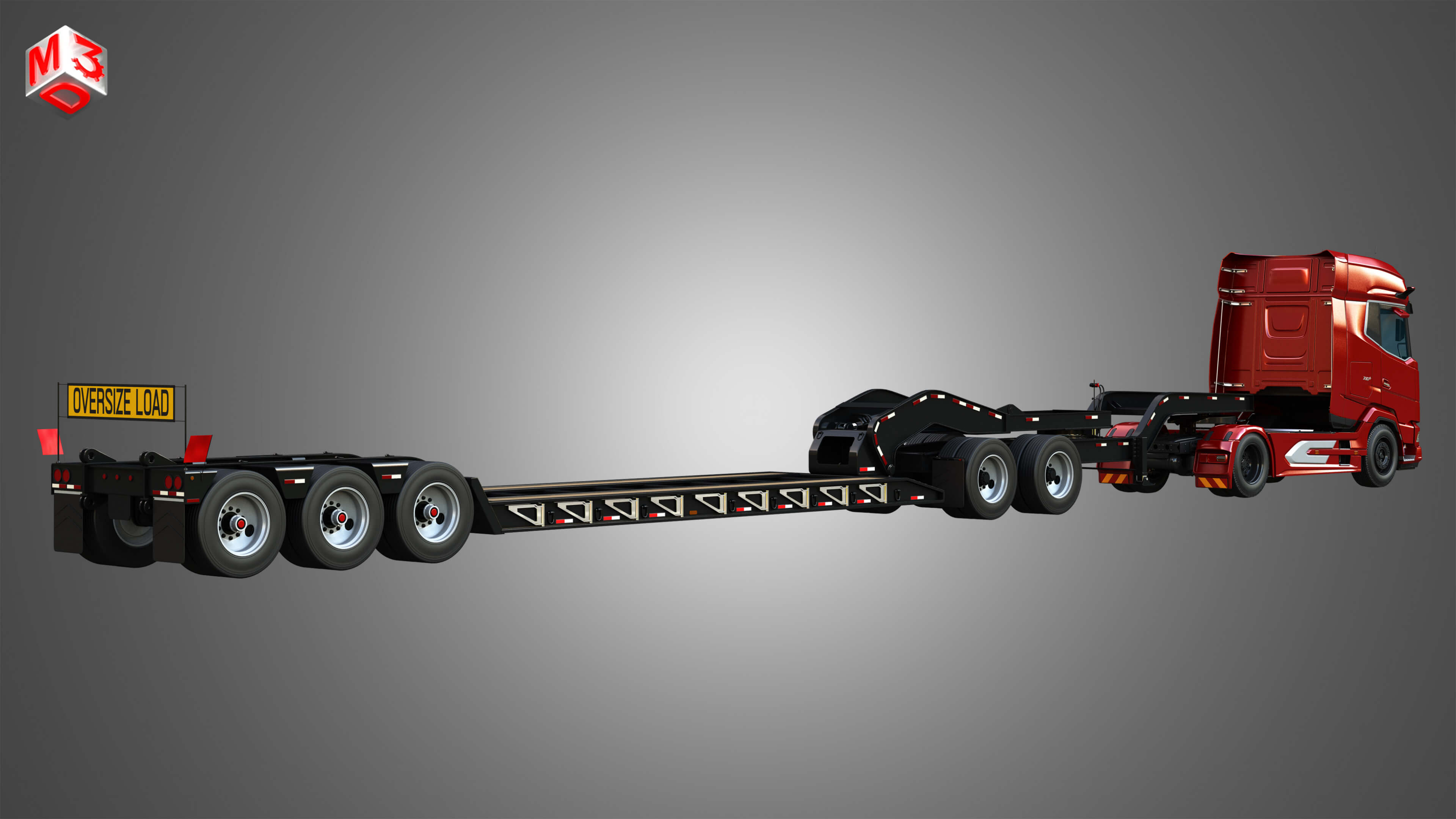 Xg 530 Truck With Lowboy Double Trailer Oversize Load - 3D Model by ...