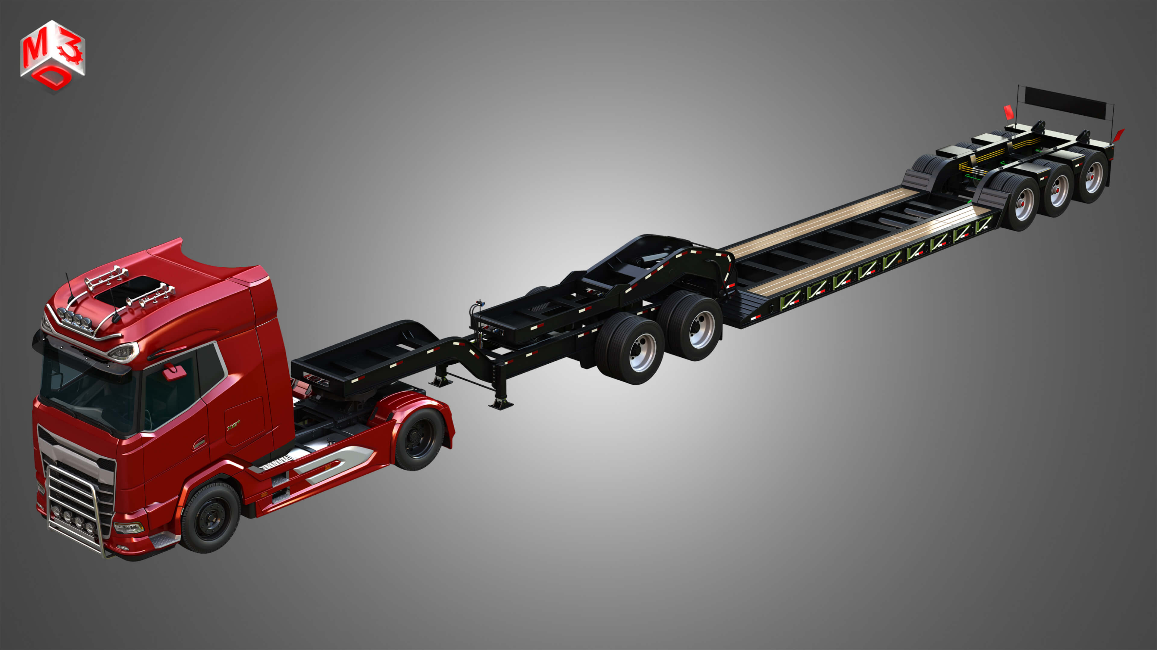 Xg 530 Truck With Lowboy Double Trailer Oversize Load - 3D Model by ...