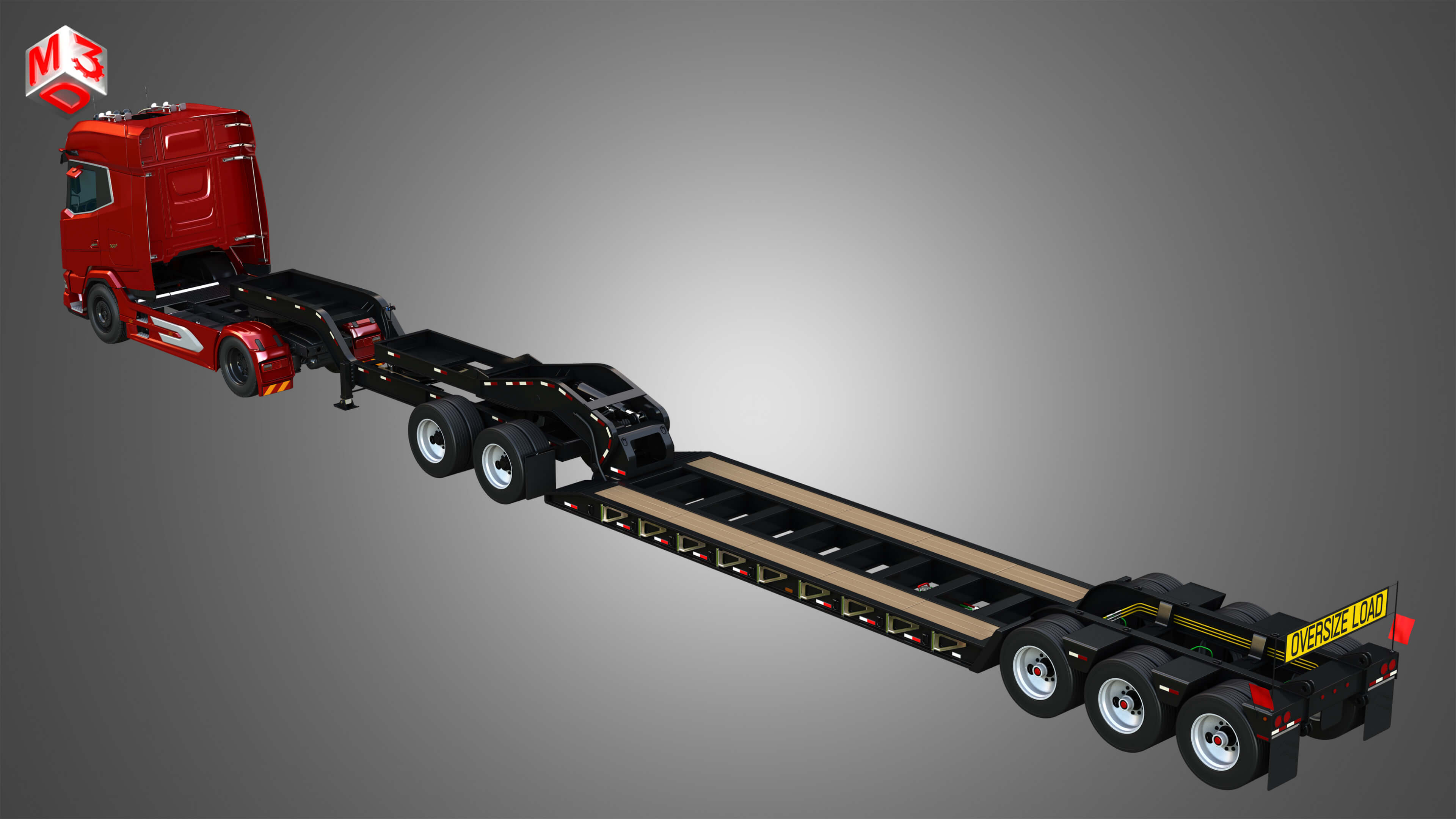 Xg 530 Truck With Lowboy Double Trailer Oversize Load - 3D Model by ...
