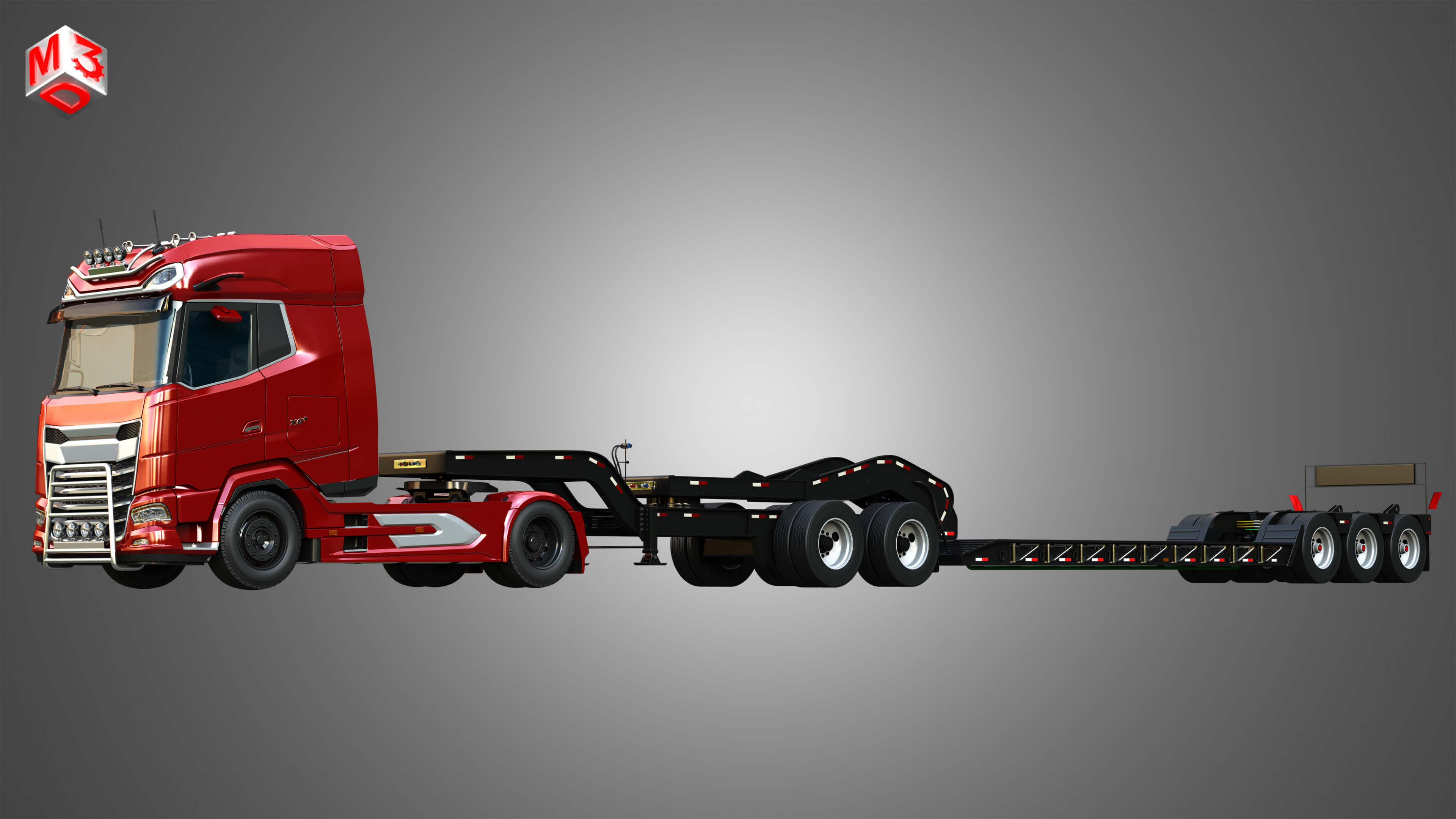 Xg 530 Truck With Lowboy Double Trailer Oversize Load - 3D Model by ...