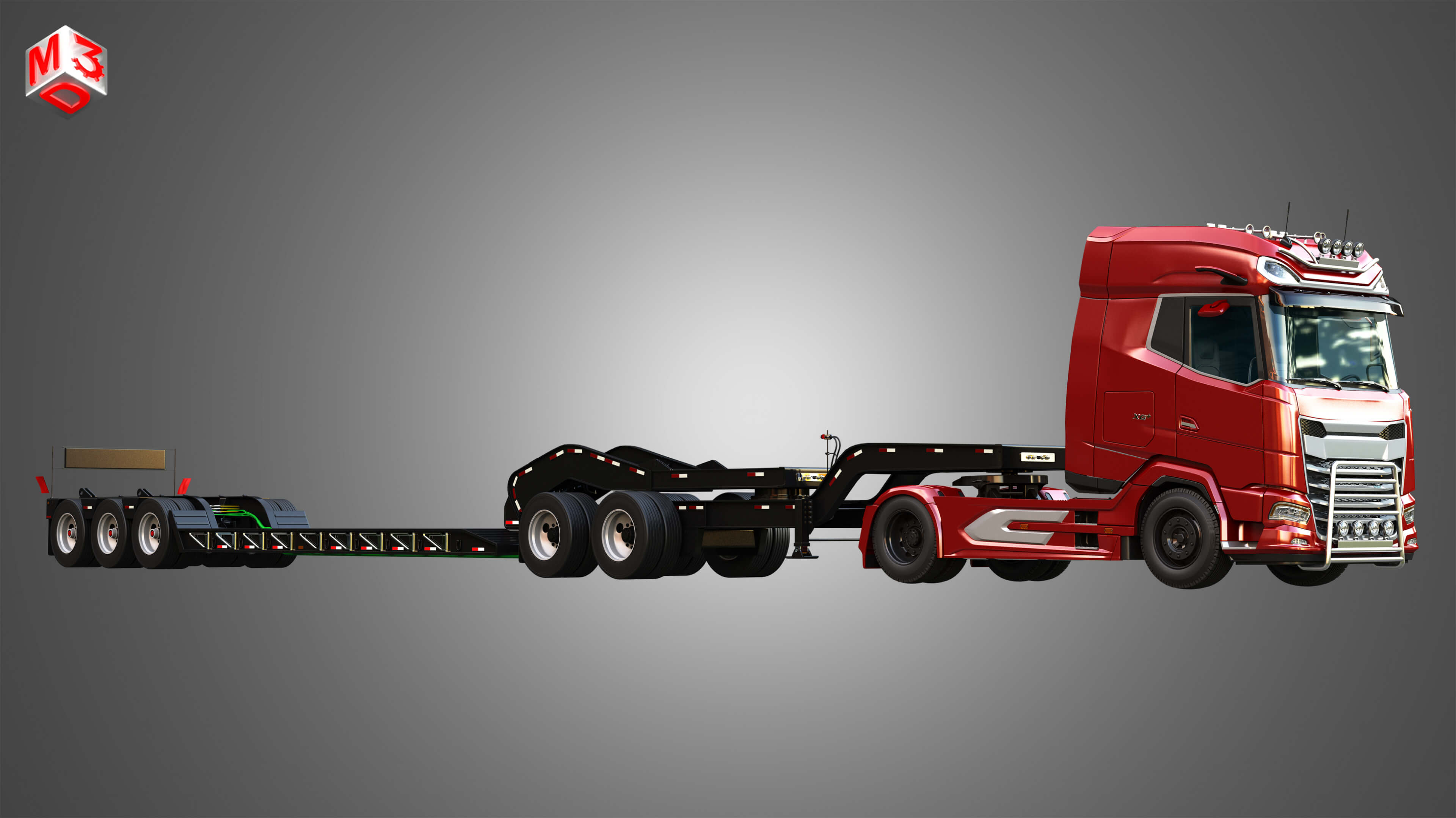 Xg 530 Truck With Lowboy Double Trailer Oversize Load - 3D Model by ...