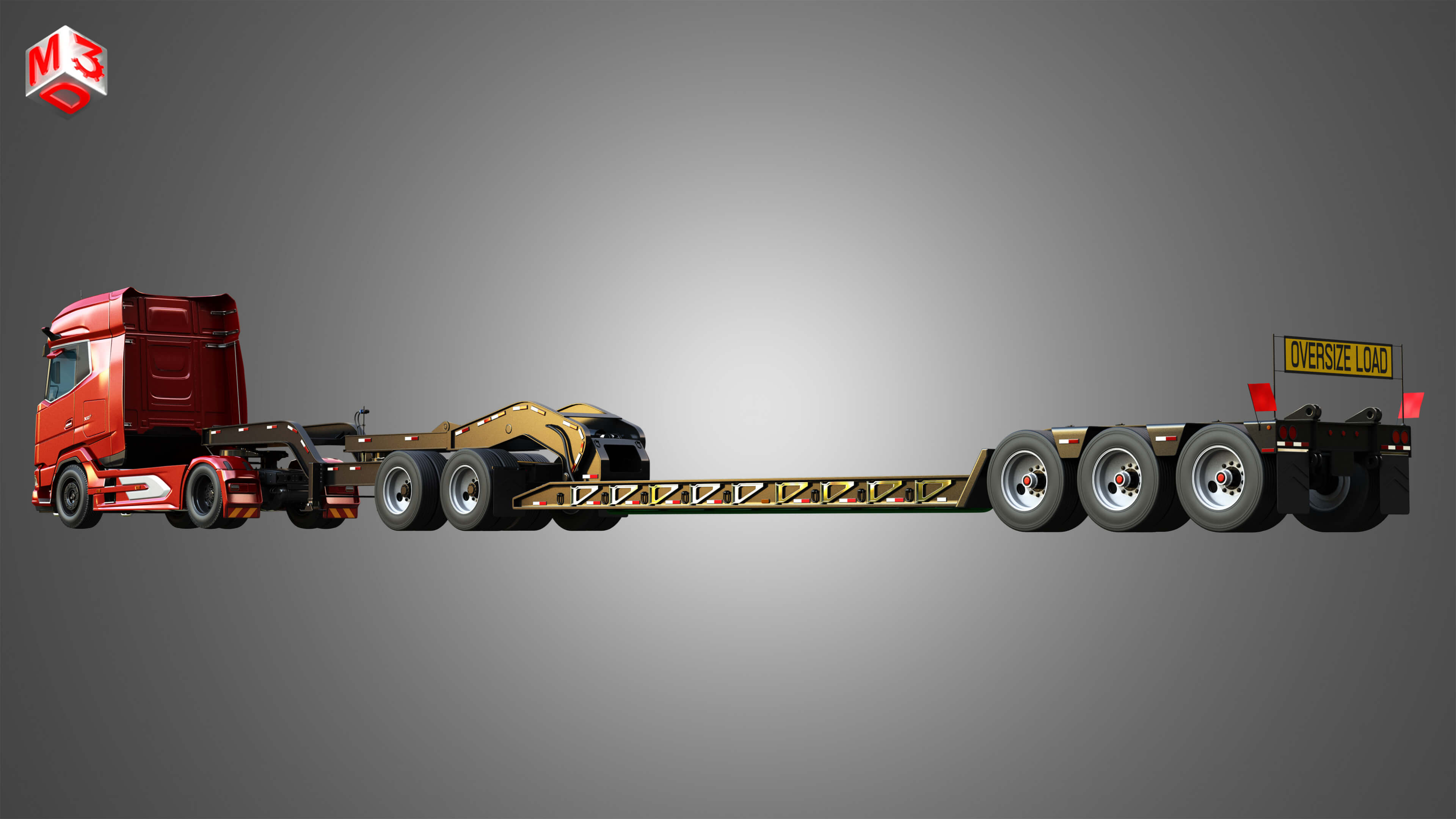 Xg 530 Truck With Lowboy Double Trailer Oversize Load - 3D Model by ...