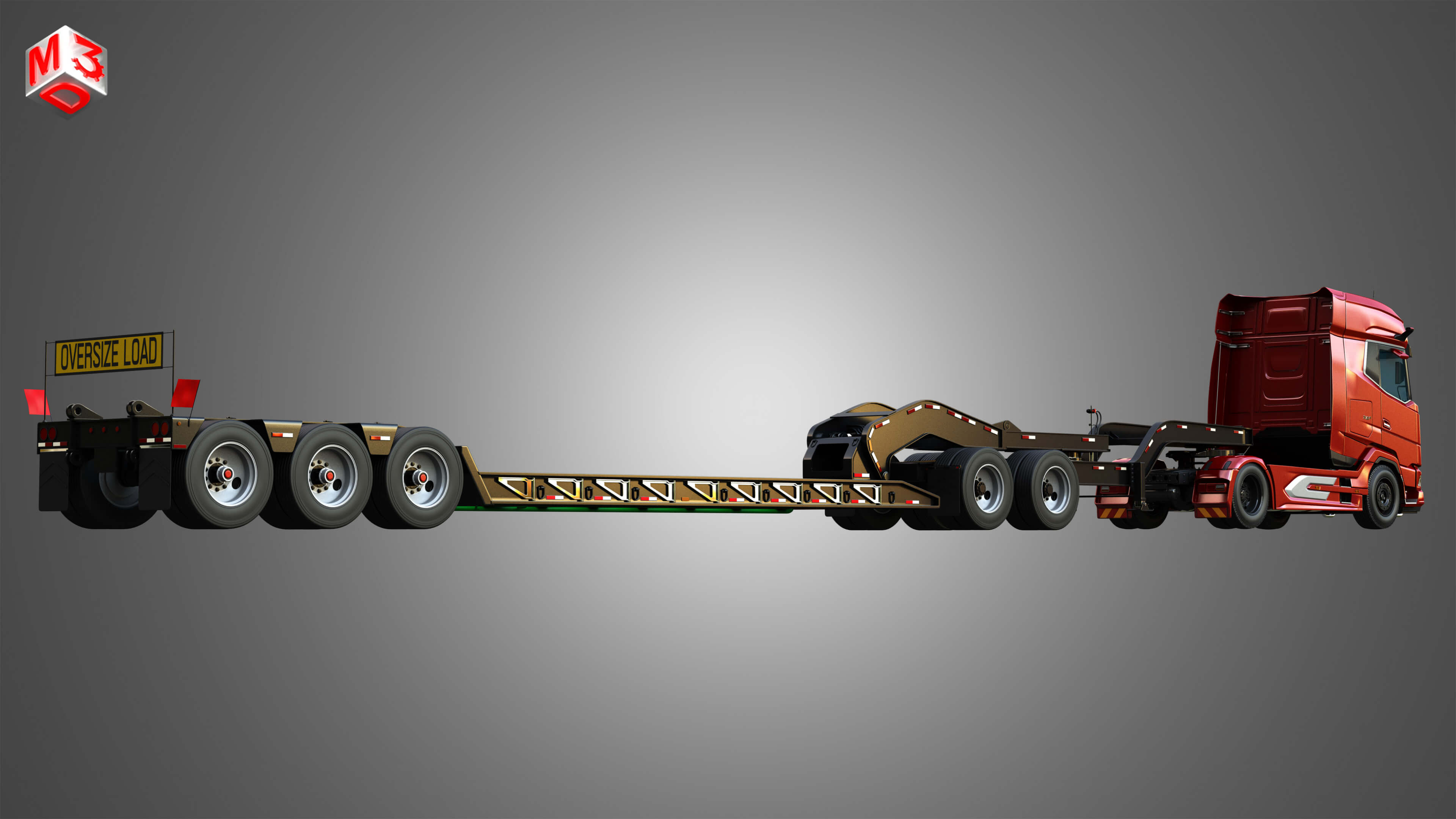 Xg 530 Truck With Lowboy Double Trailer Oversize Load - 3D Model by ...