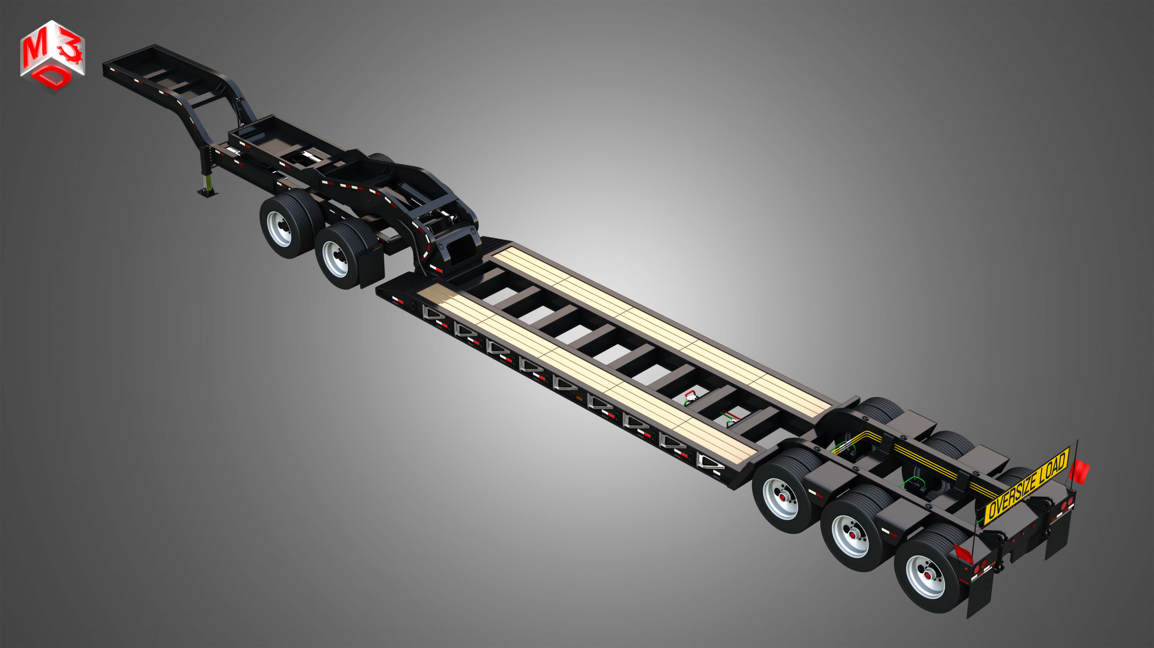 Xg 530 Truck With Lowboy Double Trailer Oversize Load - 3D Model by ...