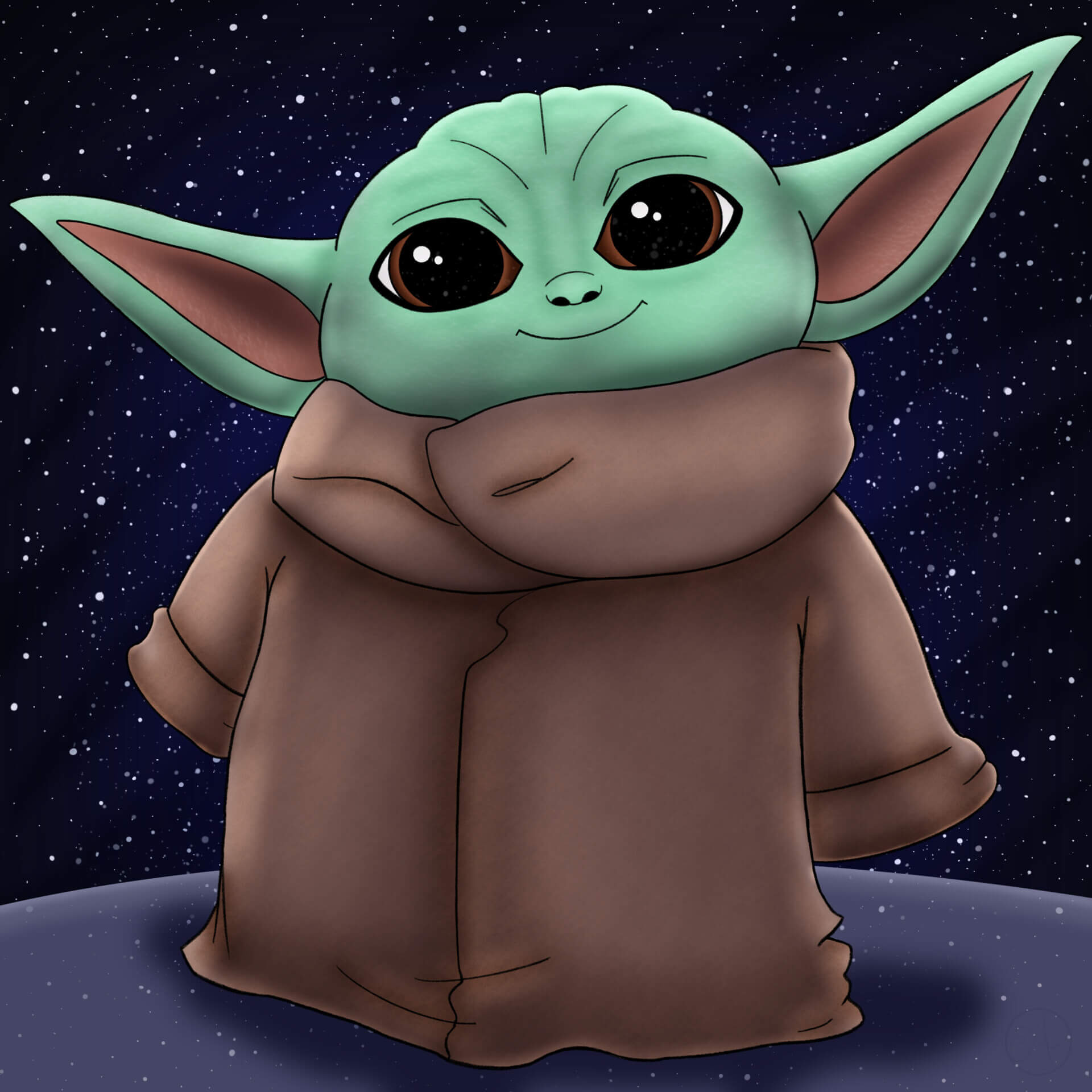 Baby Yoda 2D 3D Render | RenderHub Gallery