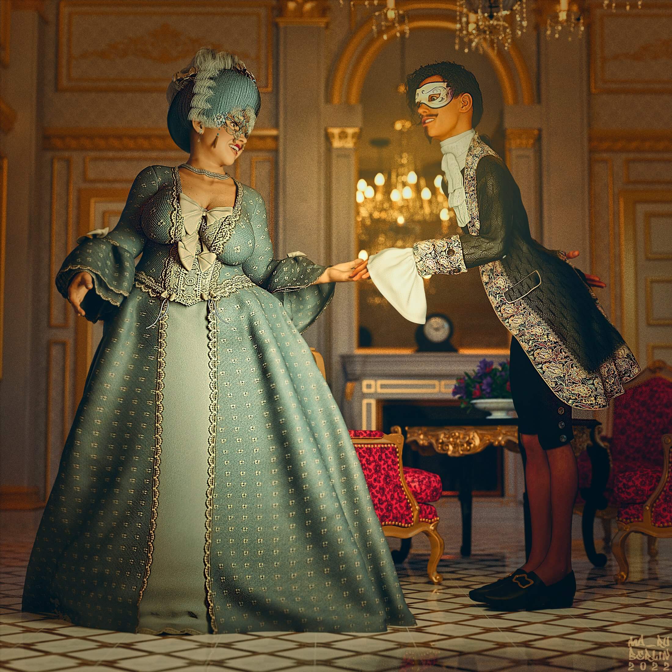 Baroque Meets Rokoko 3D Render, Digital Art by maru_berlin