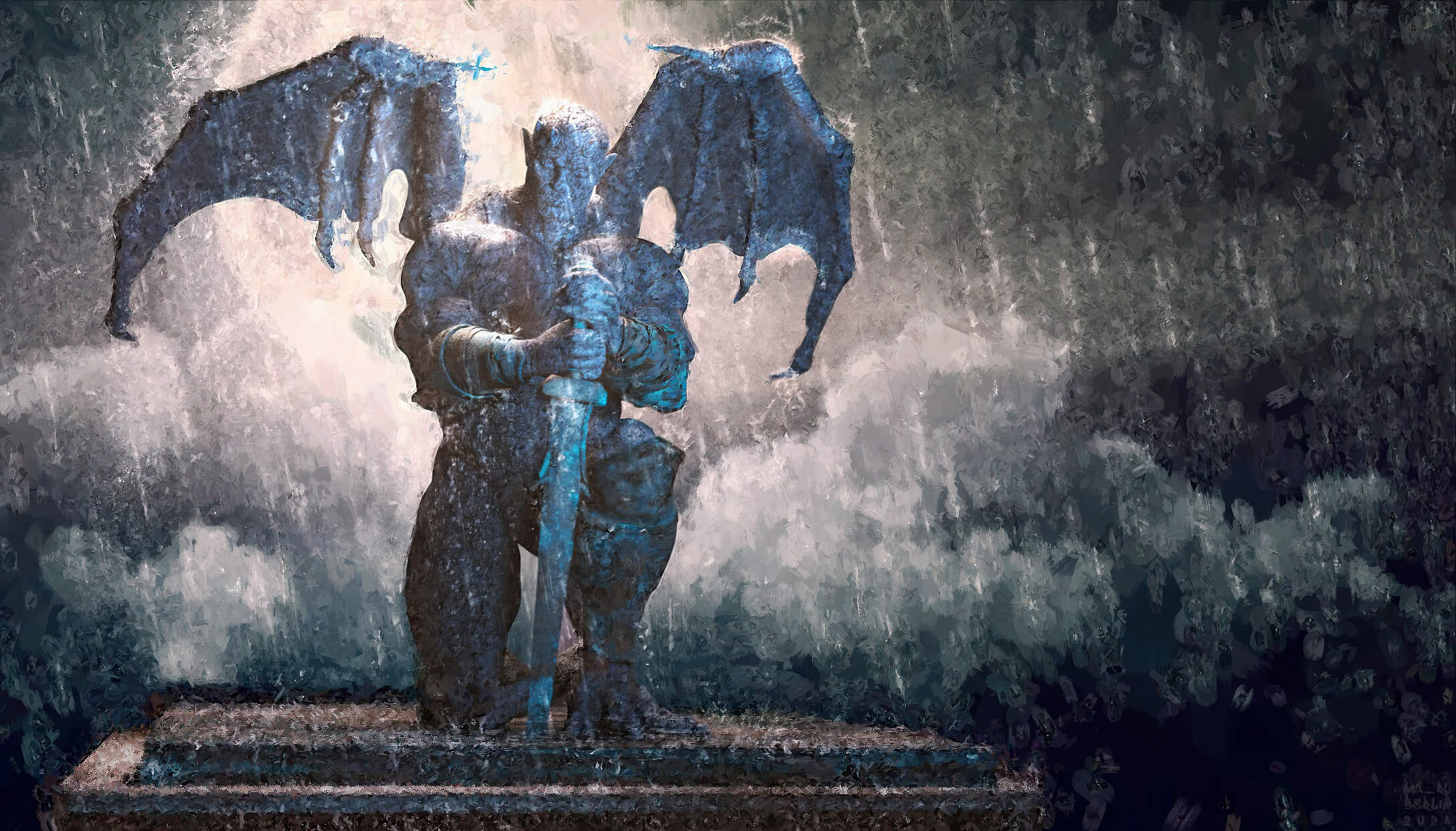 Gargoyle Guard 3D Render, Digital Art by maru_berlin