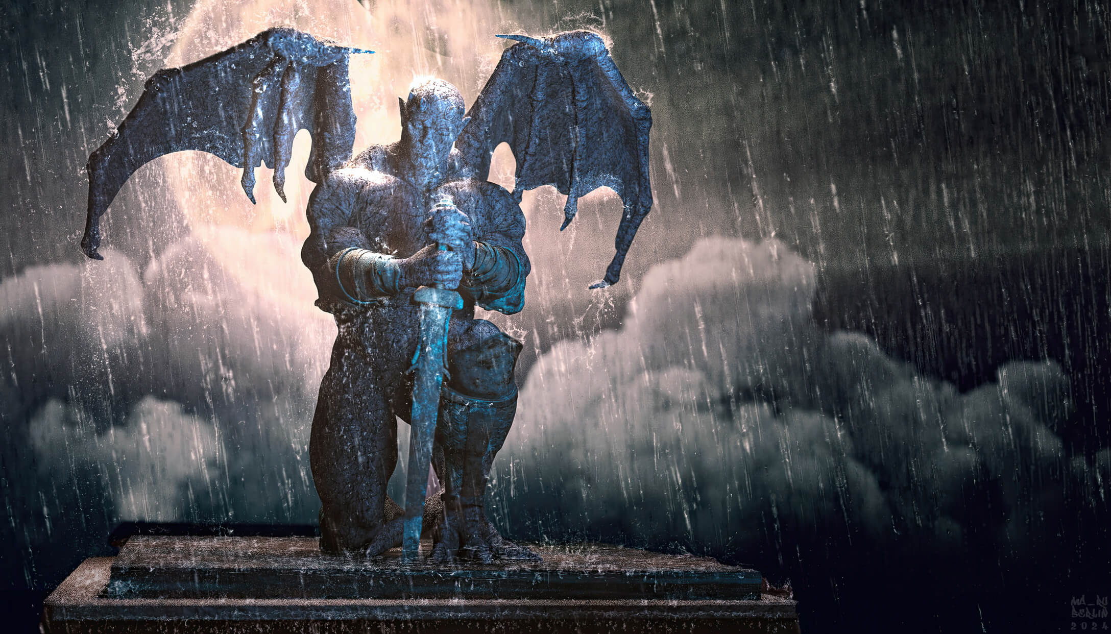 Gargoyle Guard 3D Render, Digital Art by maru_berlin