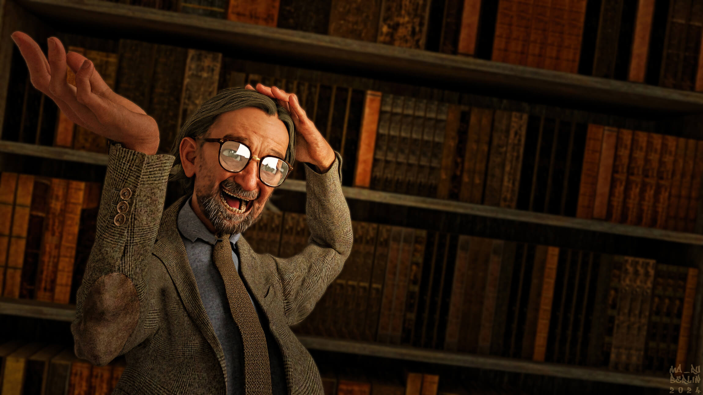 Il Professore 3D Render, Digital Art by maru_berlin