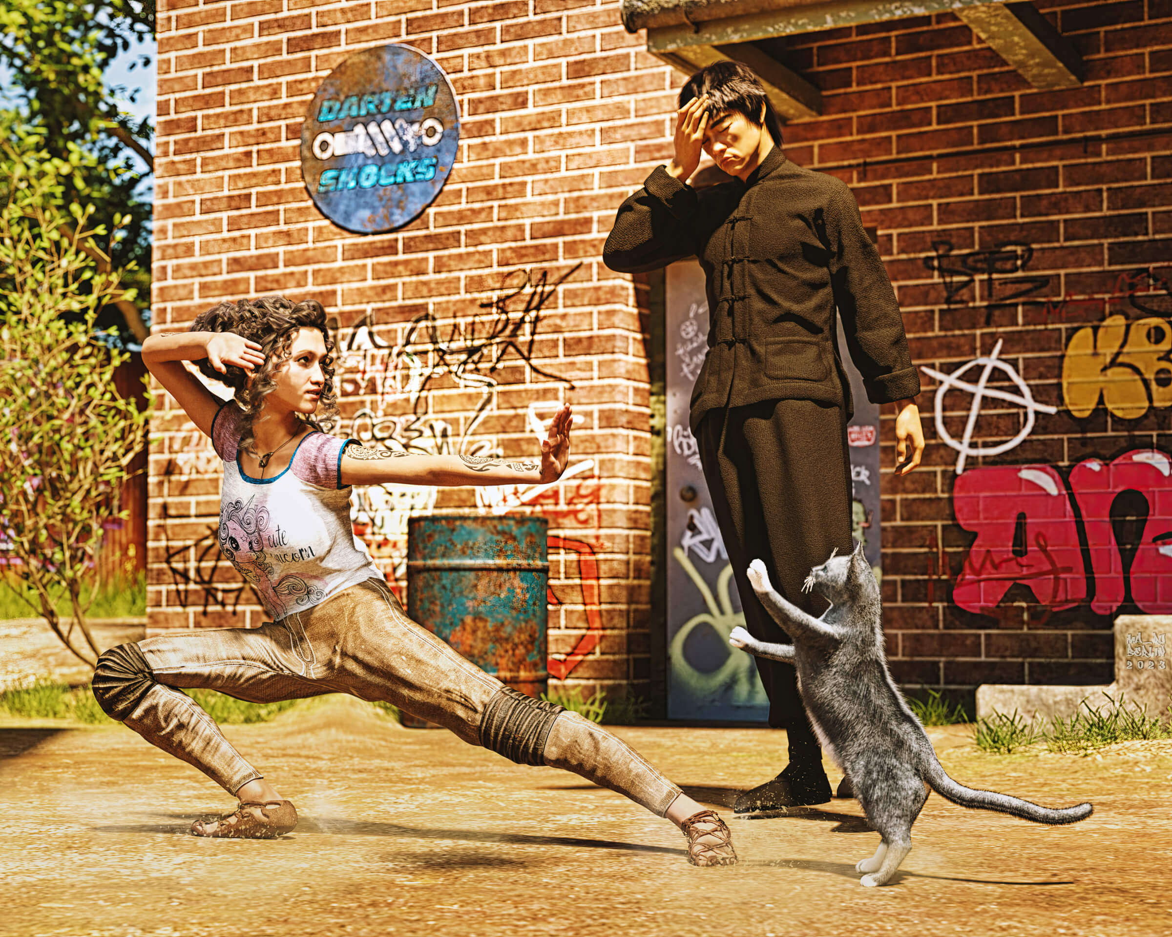 Kung Fu Gal 3D Render, Digital Art by maru_berlin