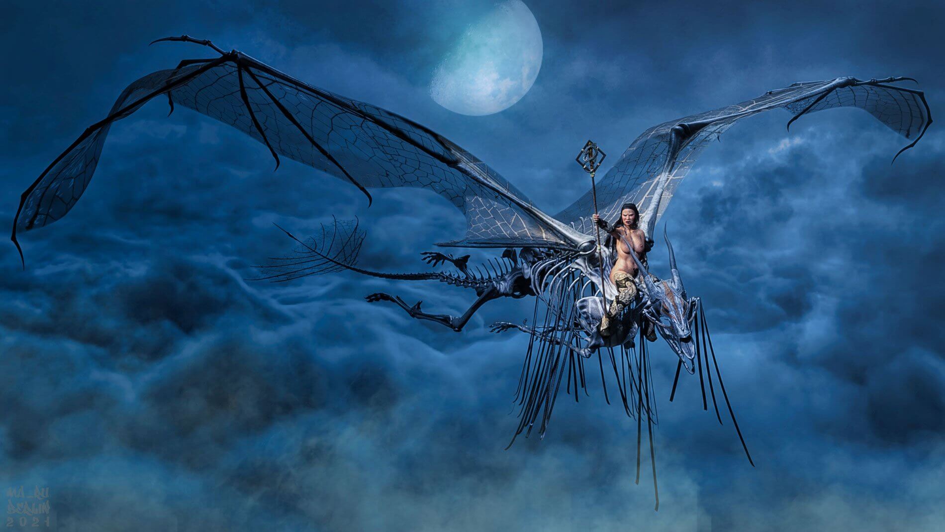 Night Rider 3D Render, Digital Art by maru_berlin