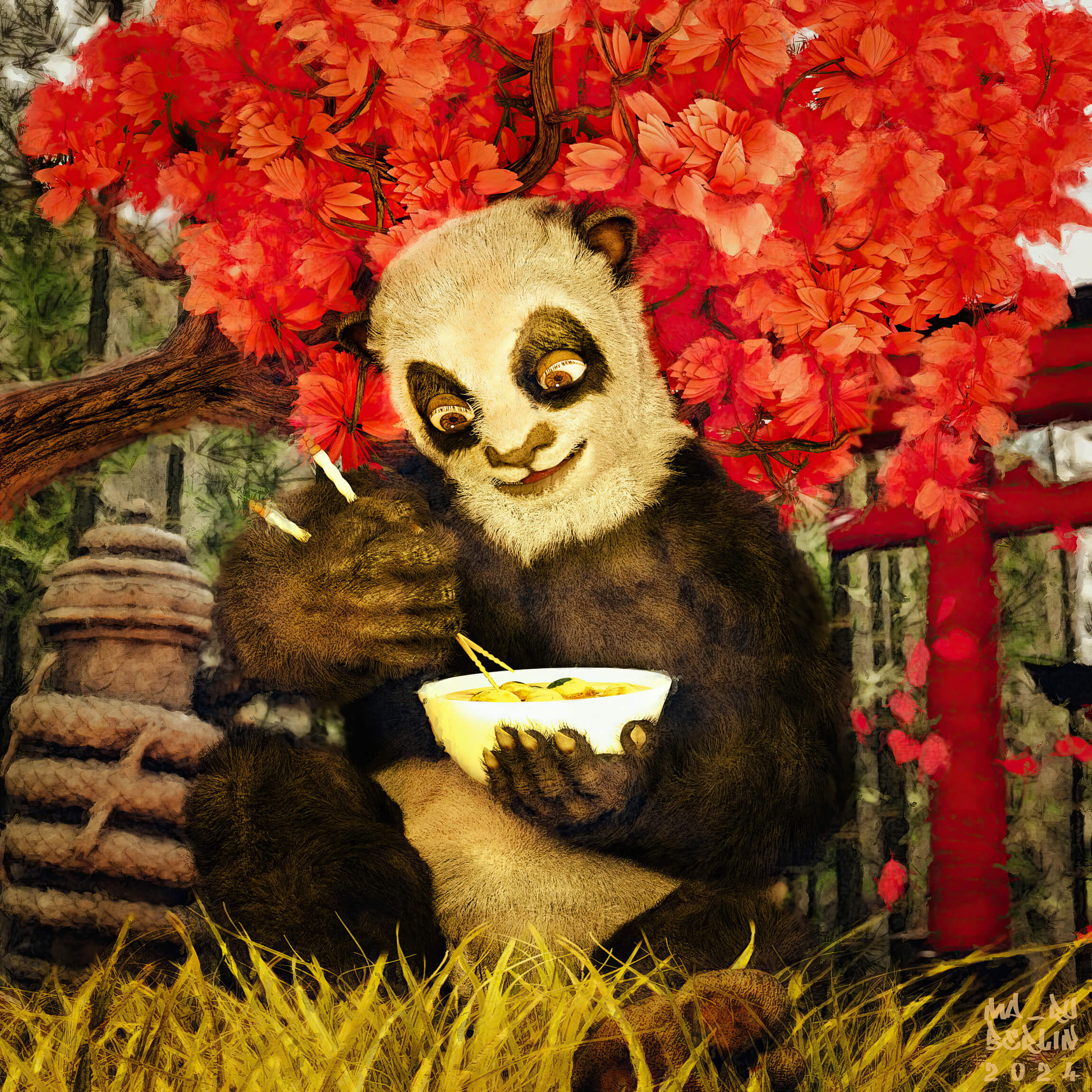 Po the Bear 3D Render, Digital Art by maru_berlin