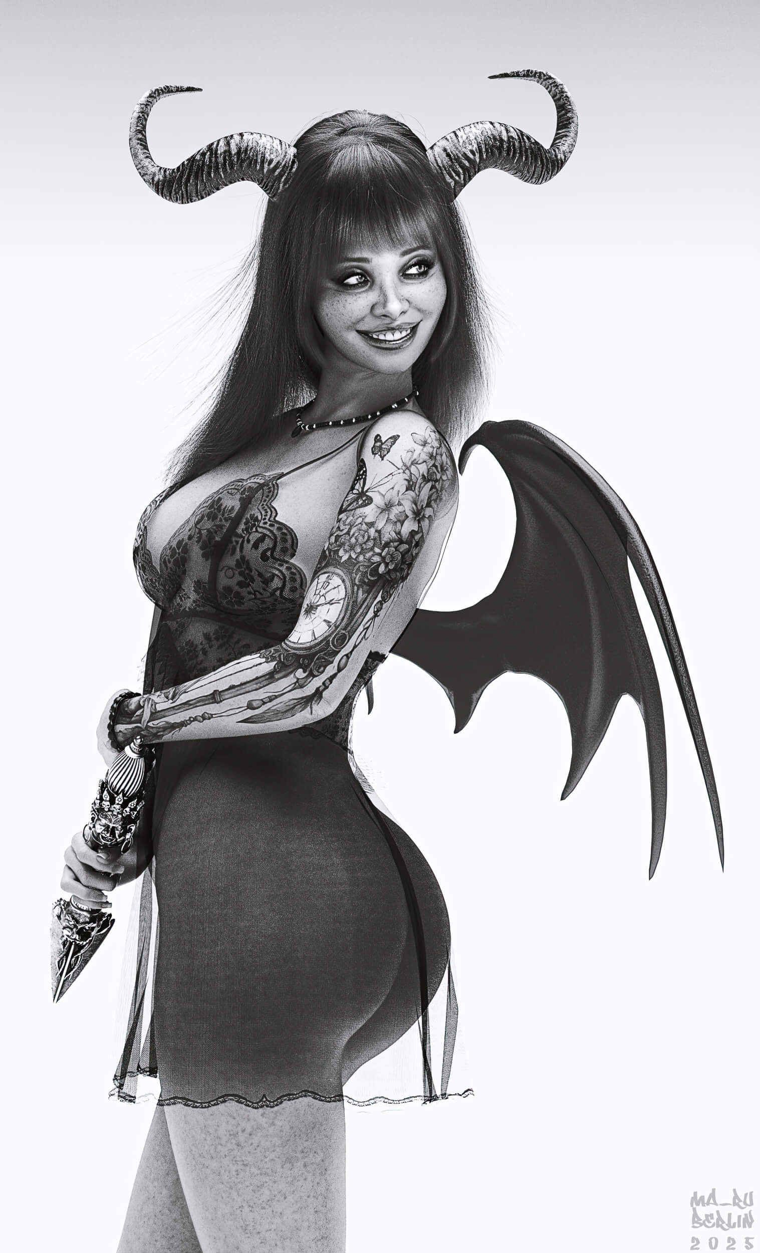 Succubus Baby Doll 3D Render, Digital Art by maru_berlin