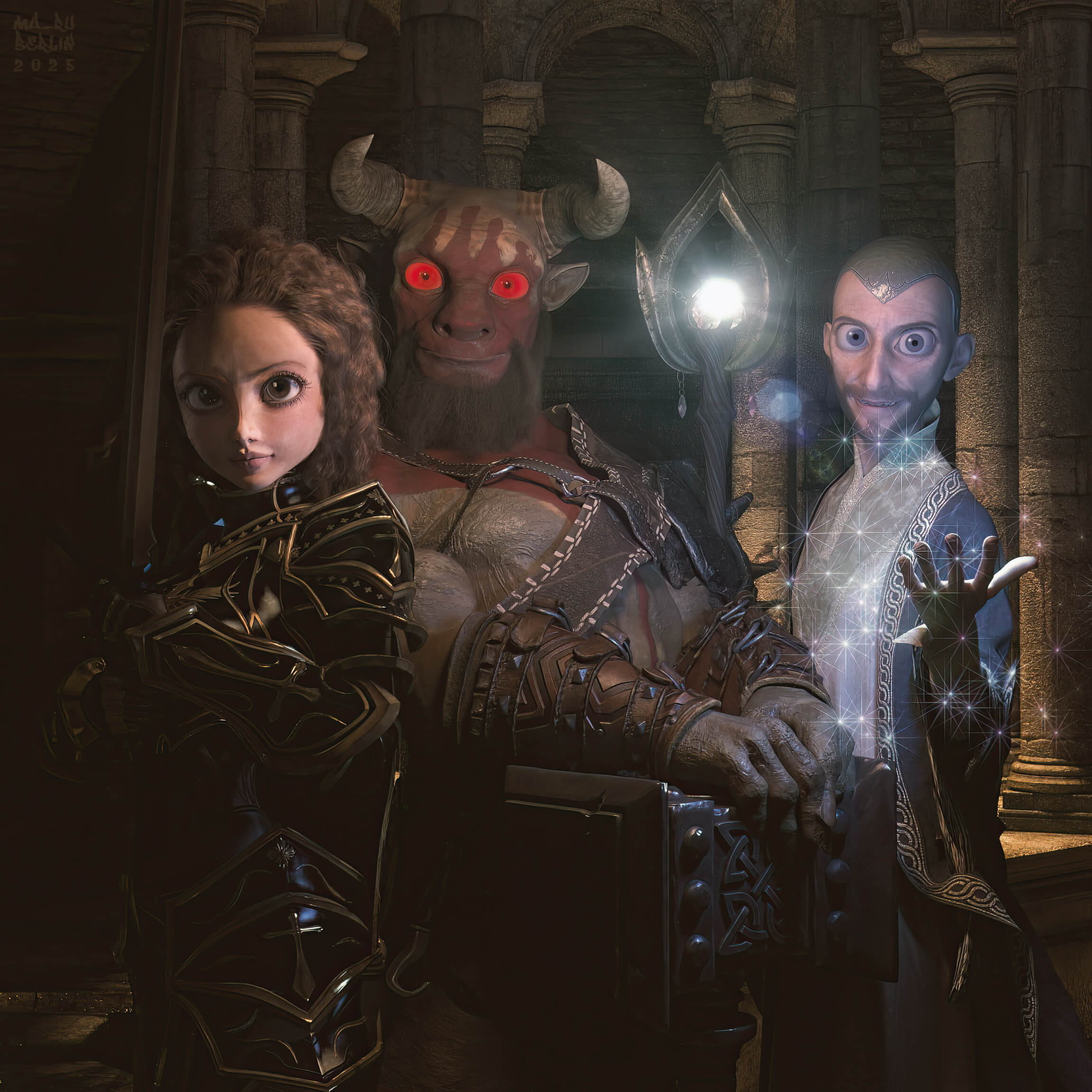 Three Adventurers 3D Render, Digital Art by maru_berlin