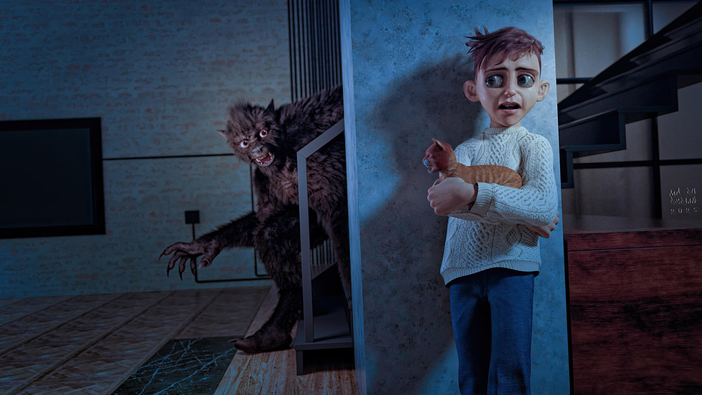 Two Cowards and a Warrior 3D Render, Digital Art by maru_berlin