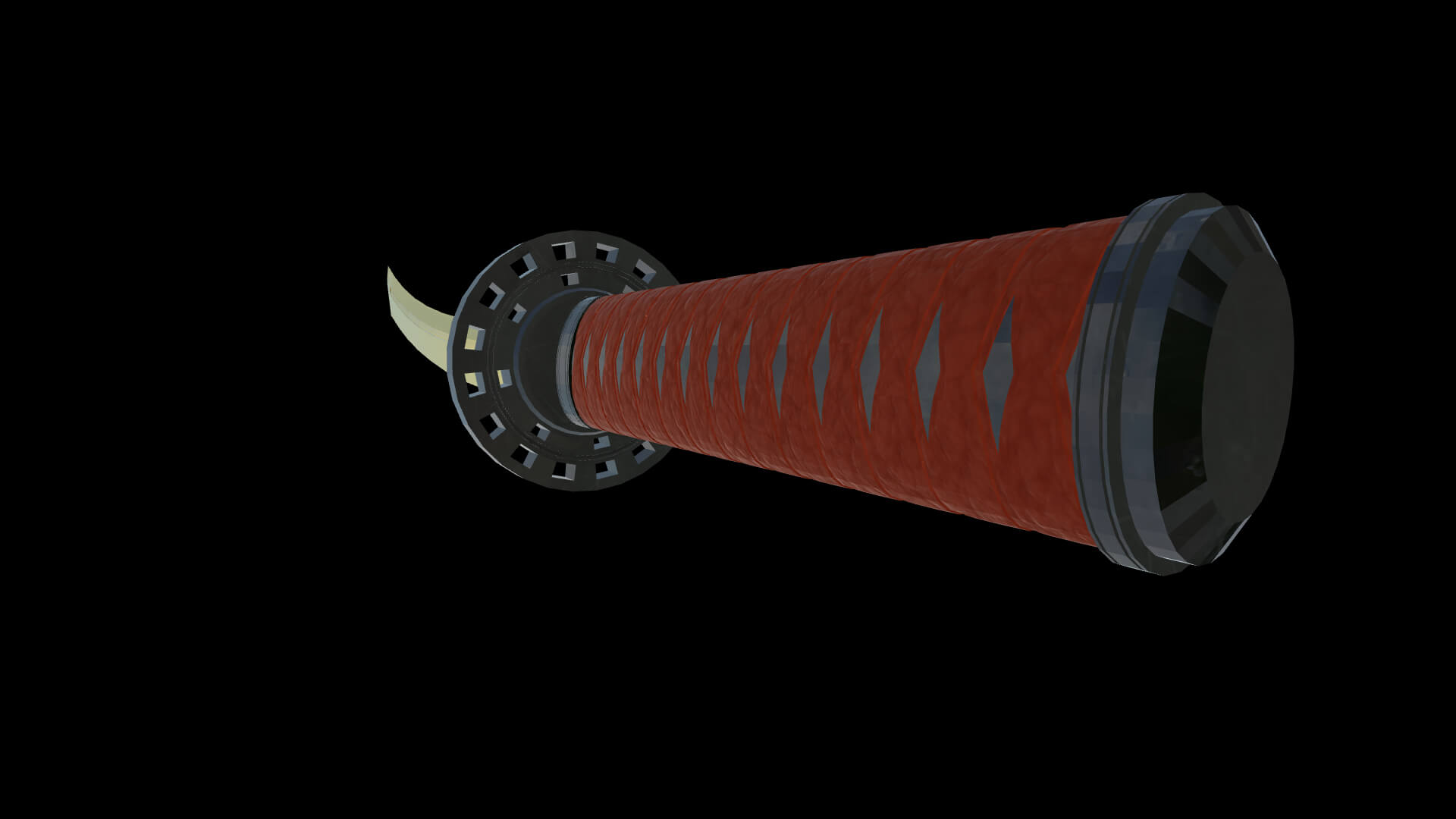 Golden Katana With Red Japanese Grip - 3D Model by MasterClassic