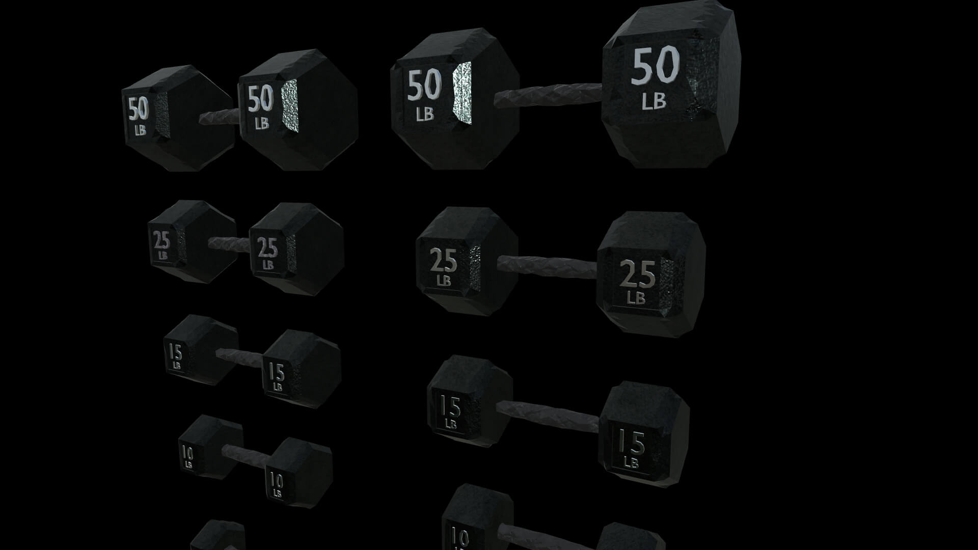 High-Quality Set of 5 Dumbbells in a Realistic 3D Model by MasterClassic