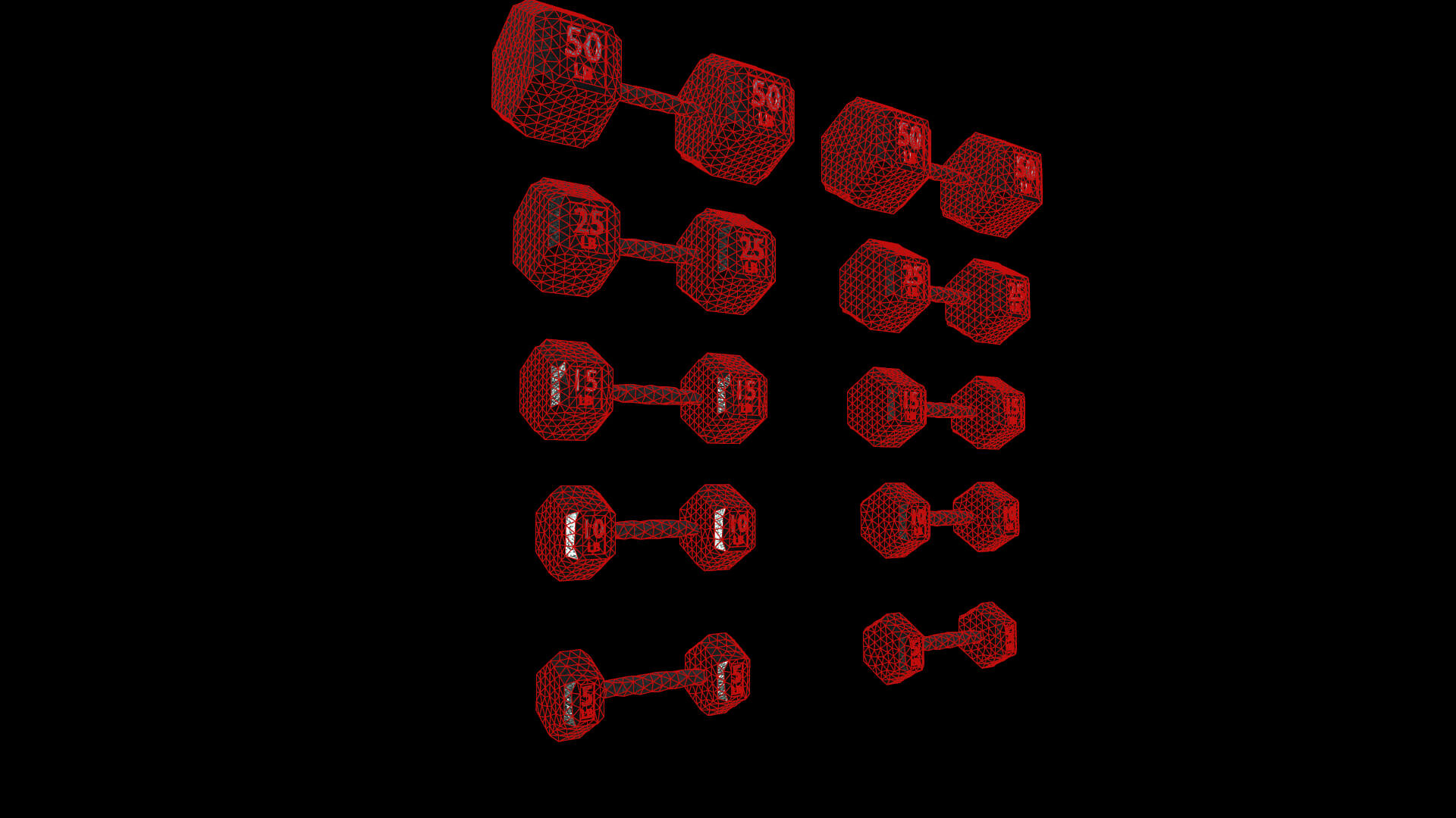 High-Quality Set of 5 Dumbbells in a Realistic 3D Model by MasterClassic