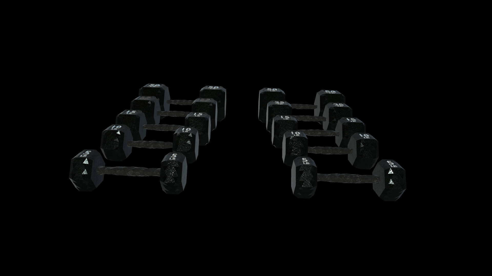 High-Quality Set of 5 Dumbbells in a Realistic 3D Model by MasterClassic