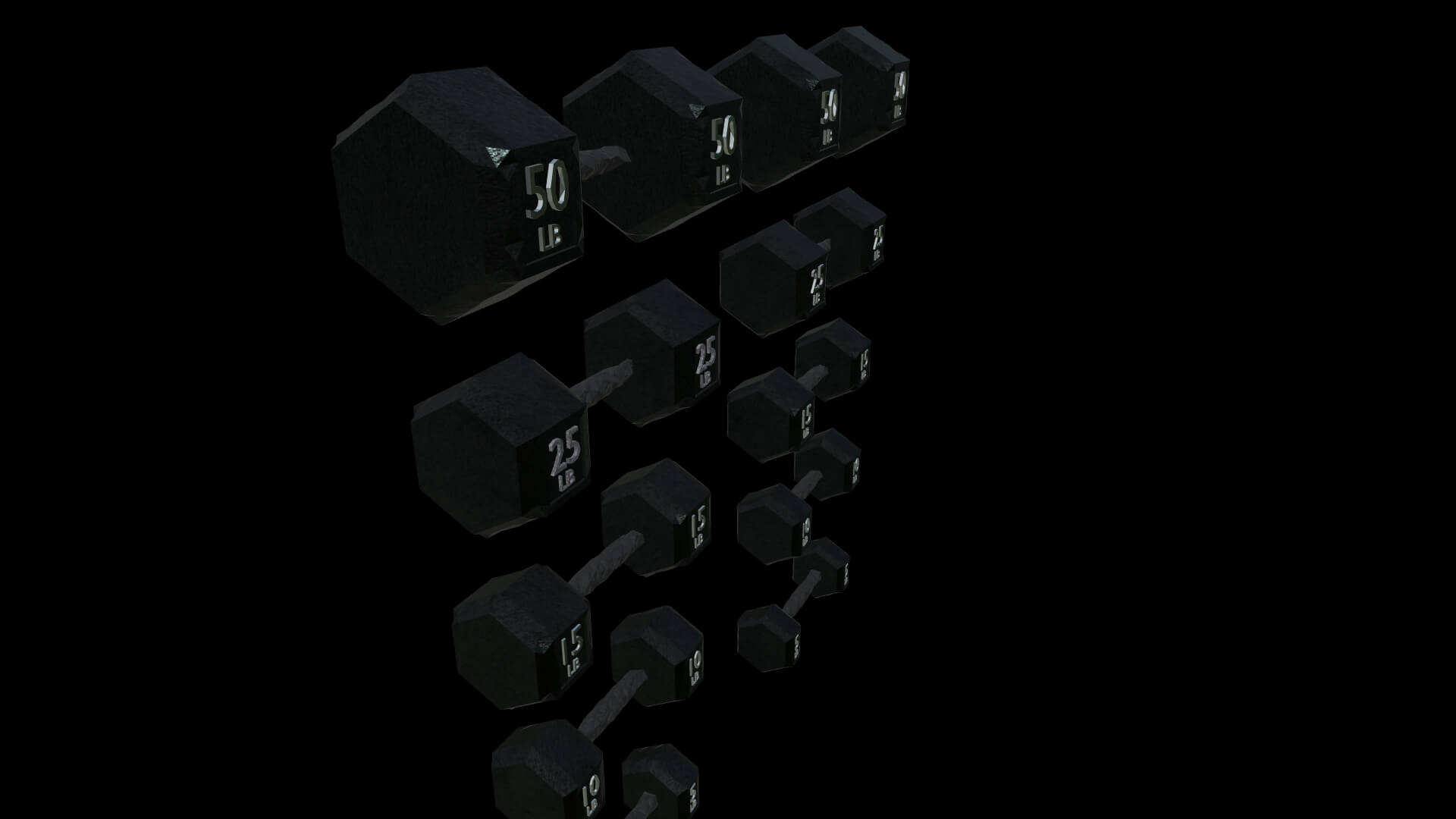 High-Quality Set of 5 Dumbbells in a Realistic 3D Model by MasterClassic