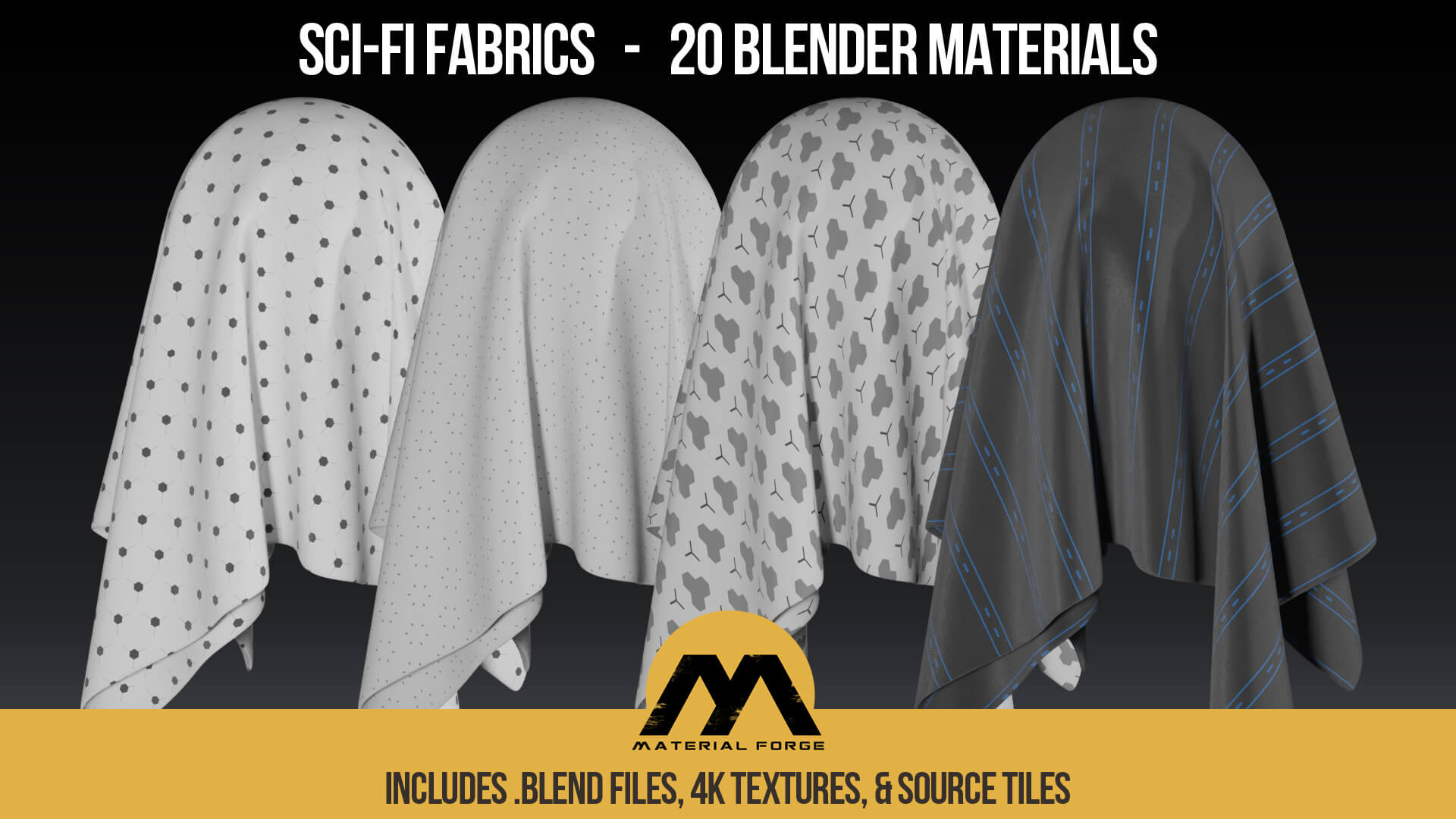 Sci-Fi Fabrics for Blender Vol 1 3D Material or Shader by materialforge