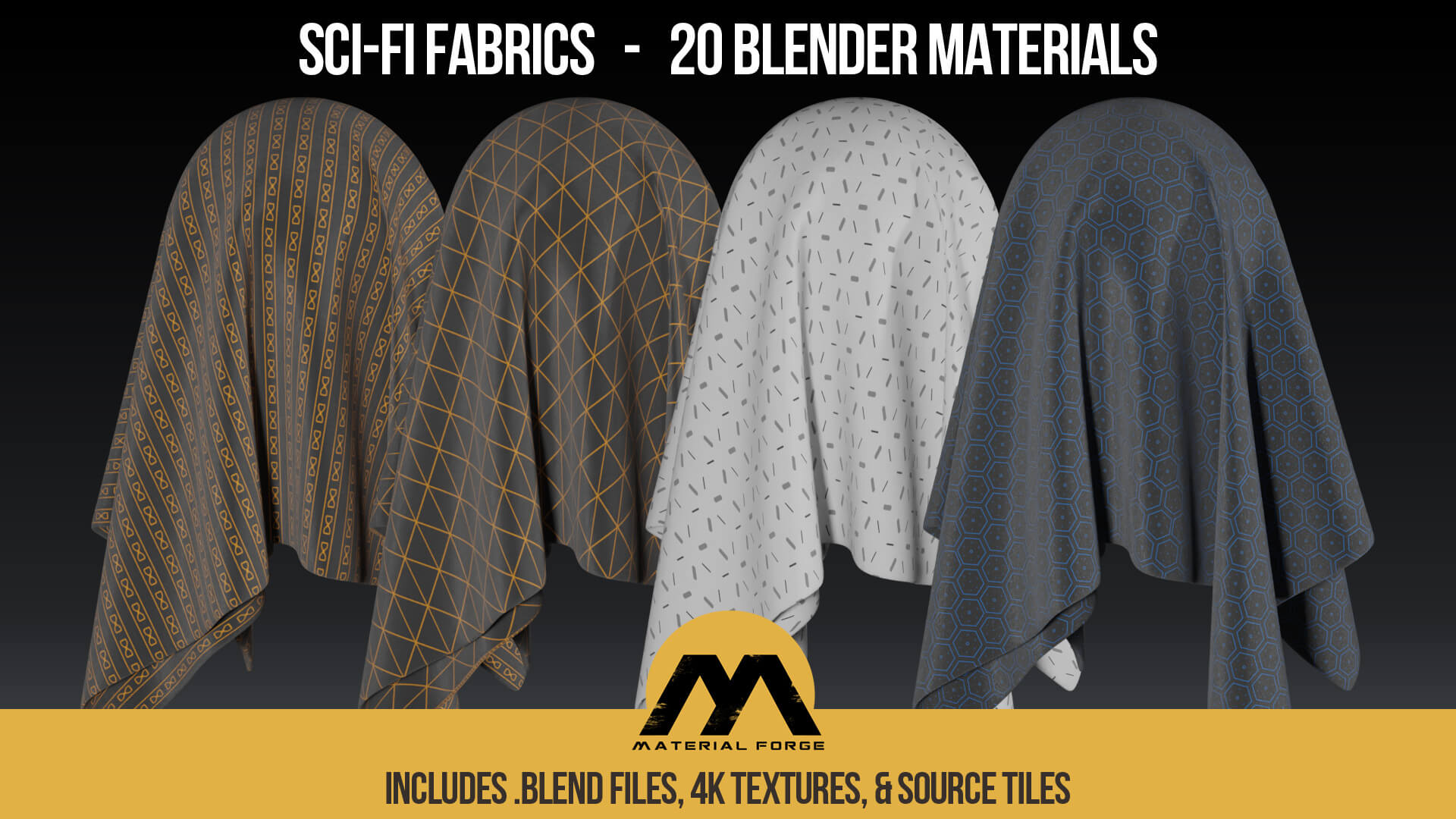 Sci-Fi Fabrics for Blender Vol 1 3D Material or Shader by materialforge